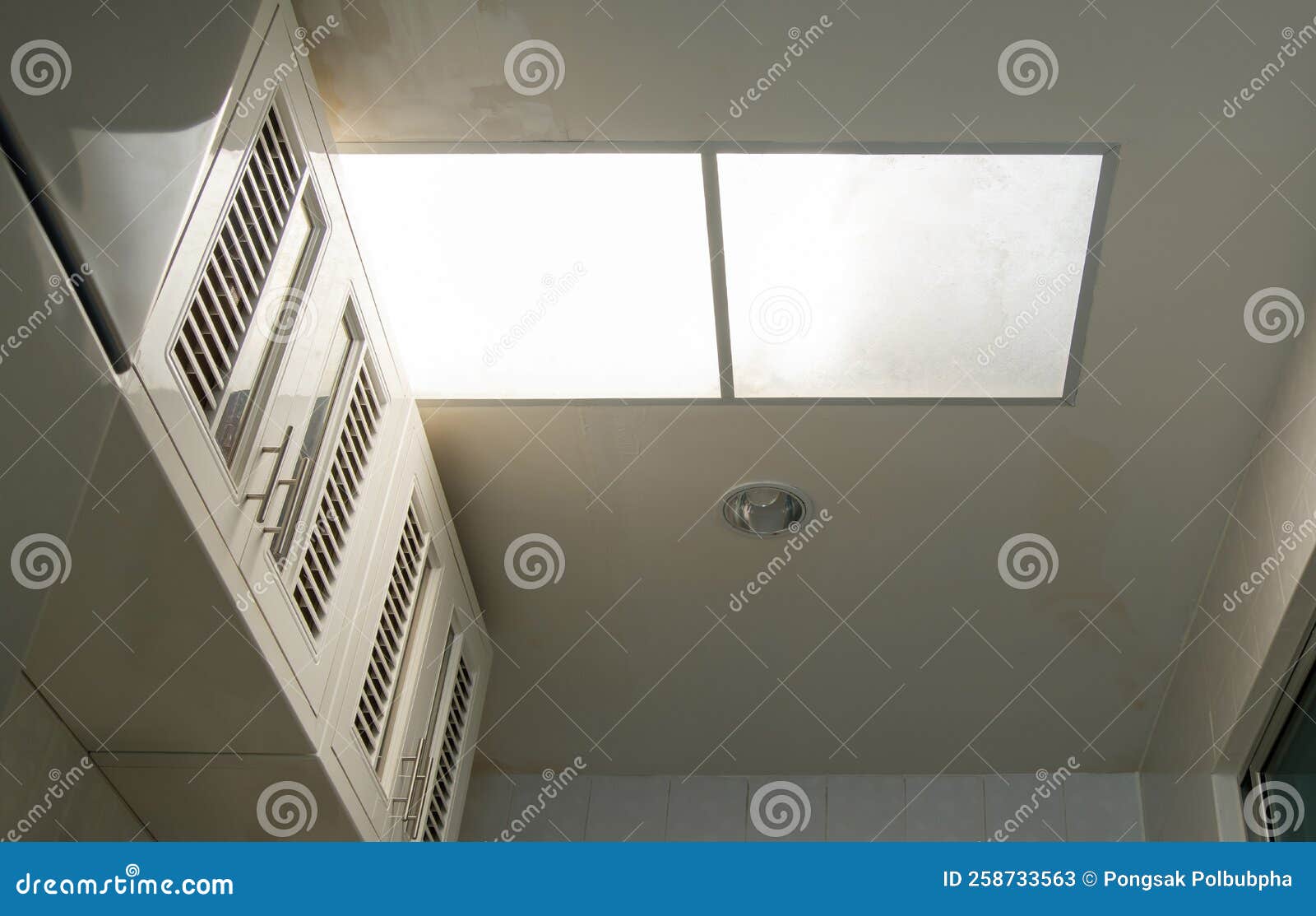 Perspective View of the Kitchen Ceiling with the White Cabinet Stock ...