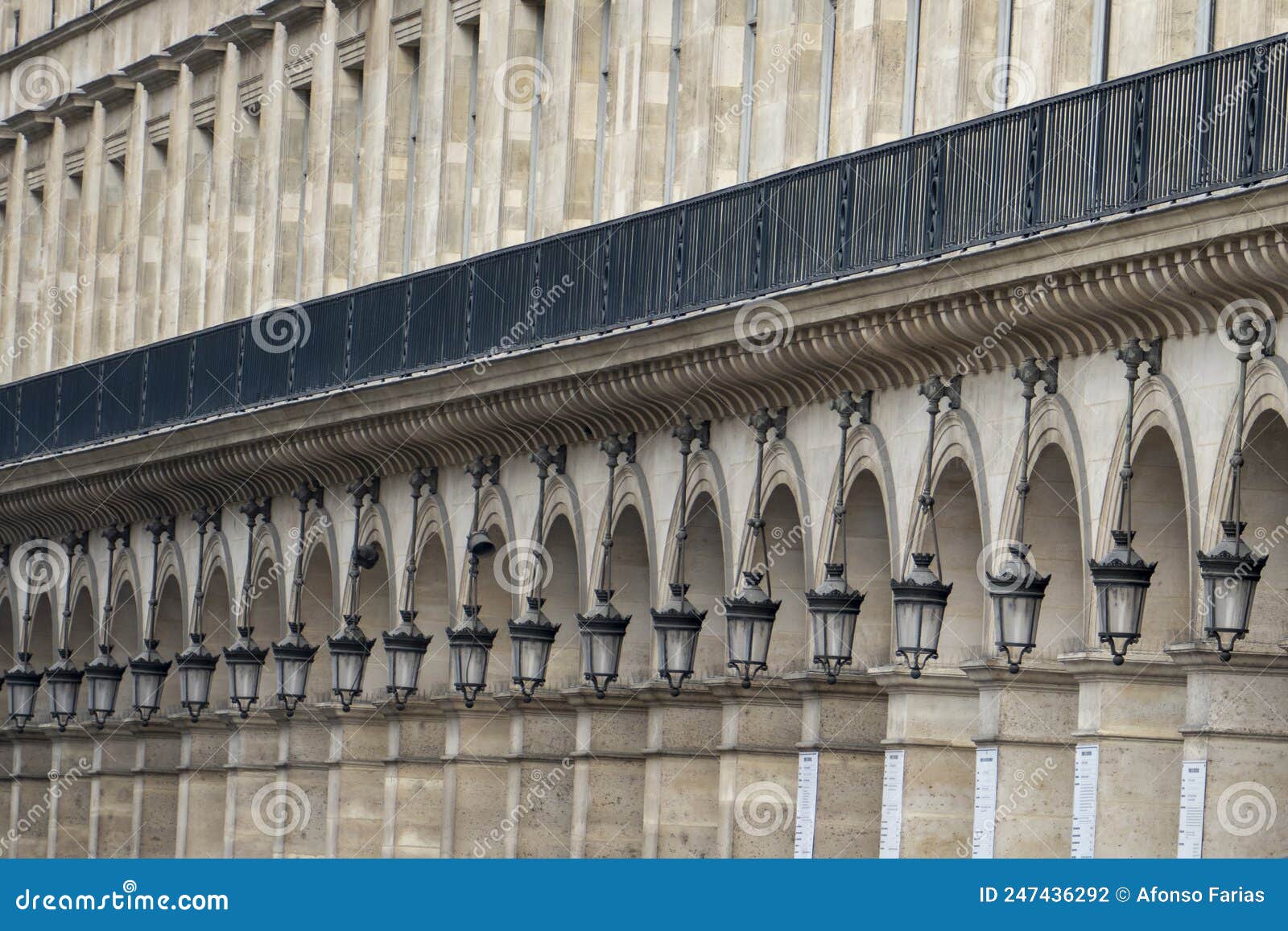 Perspective View of Lanterns on the Facade of Old Building in Paris ...