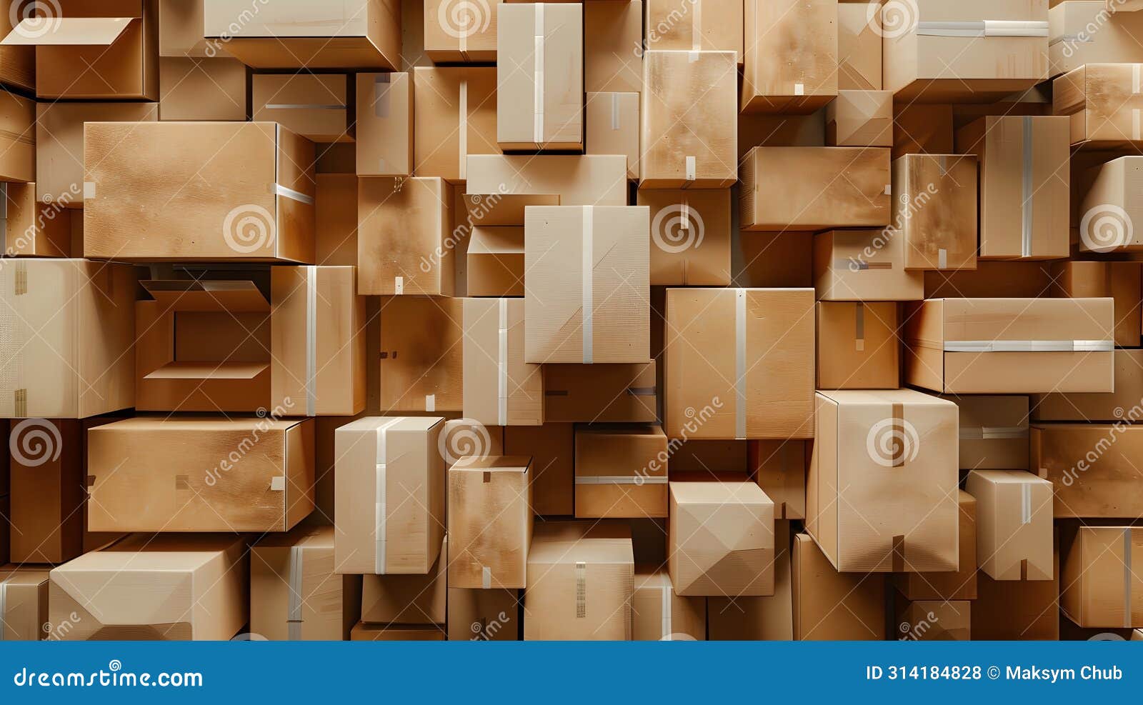 Perspective View of a Large Group of Randomly Stacked Corrugated ...