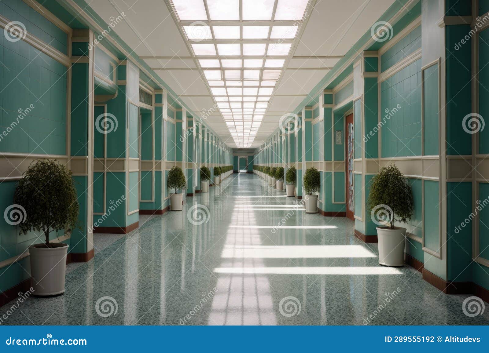 Perspective View of a Long Hospital Hallway Stock Photo - Image of ...