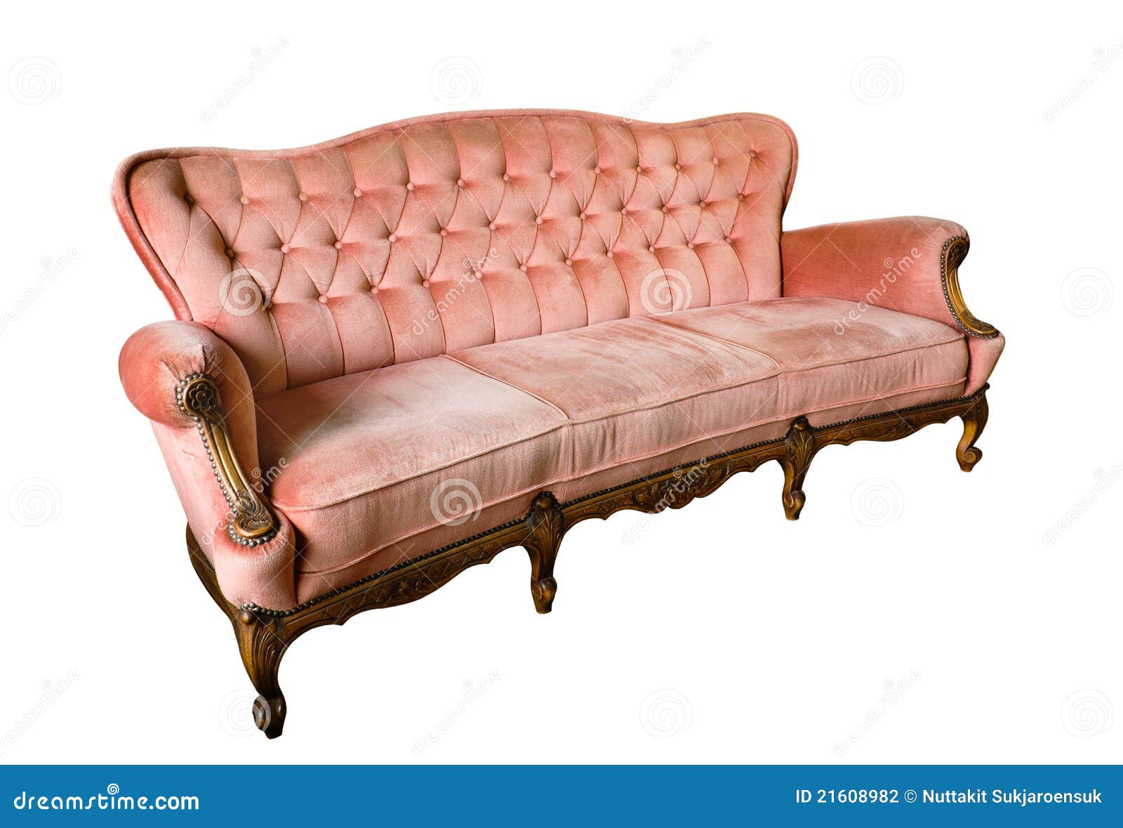 Perspective View of Long Luxury Vintage Sofa Stock Photo - Image of ...