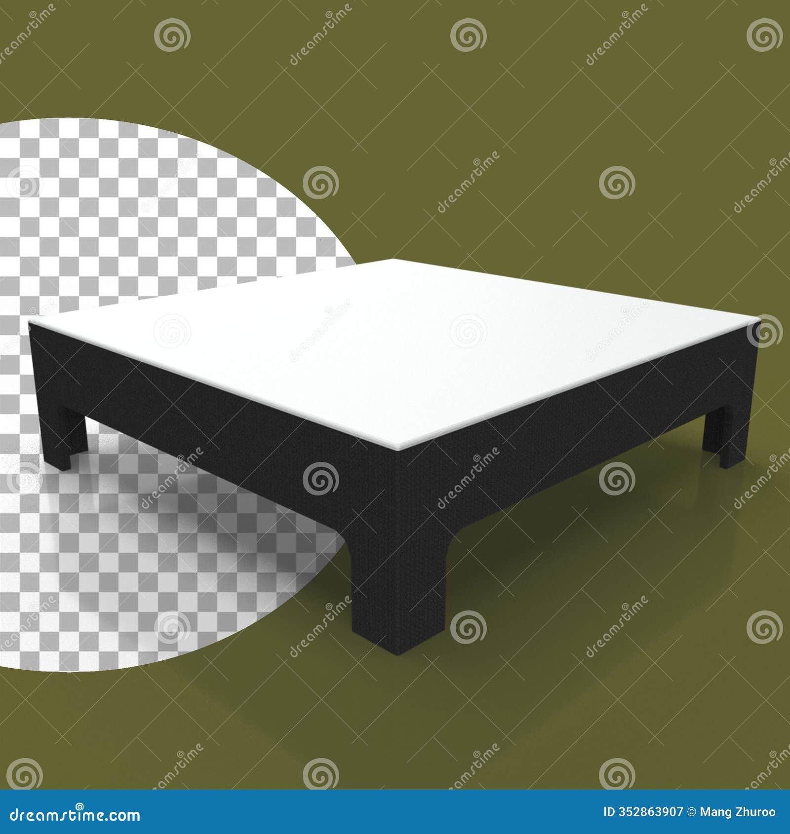 Perspective View Low Wooden Coffee Table on Transparent Background ...