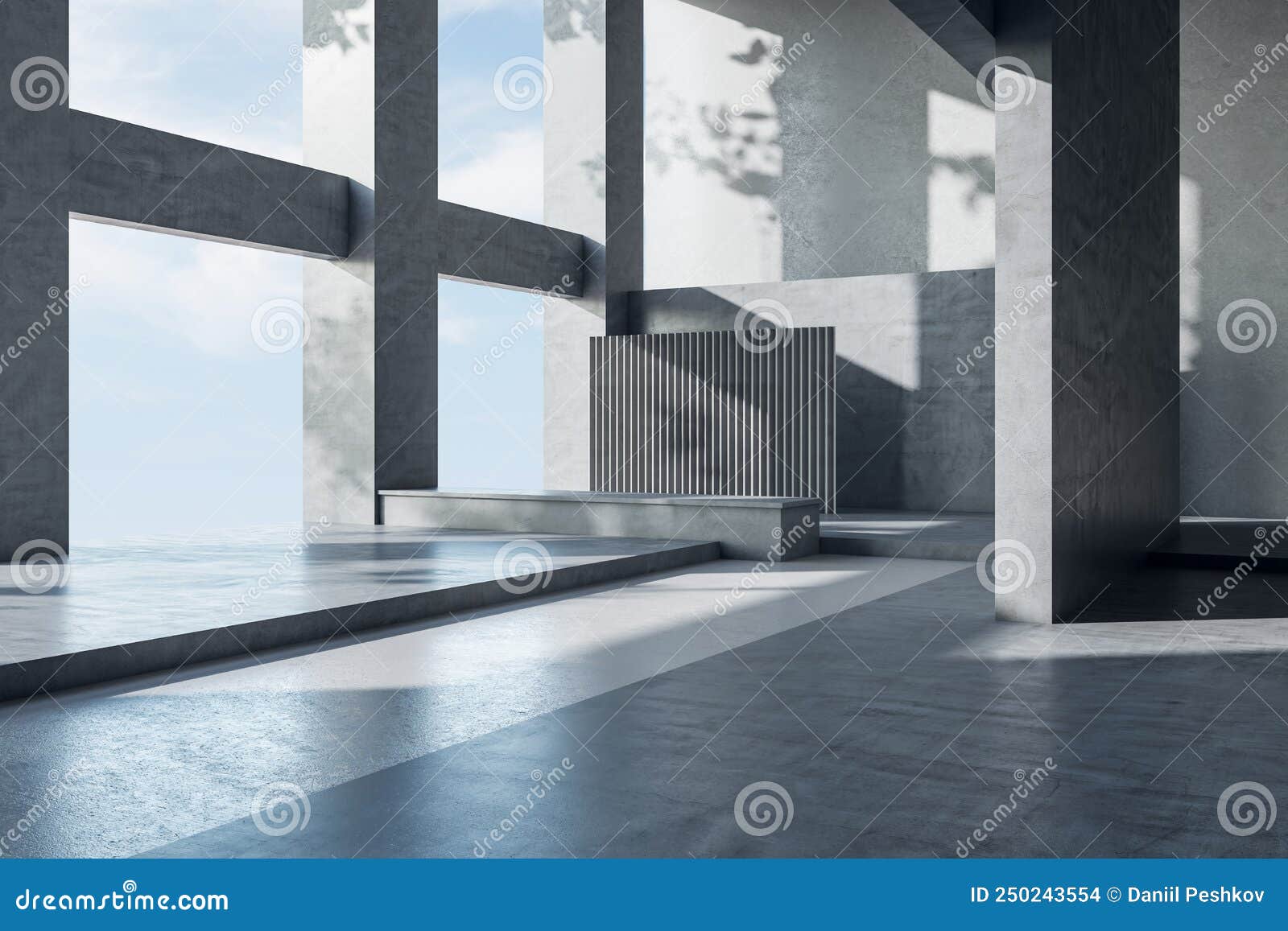 Perspective View on Modern Architecture Design Project of Spacious Dark ...
