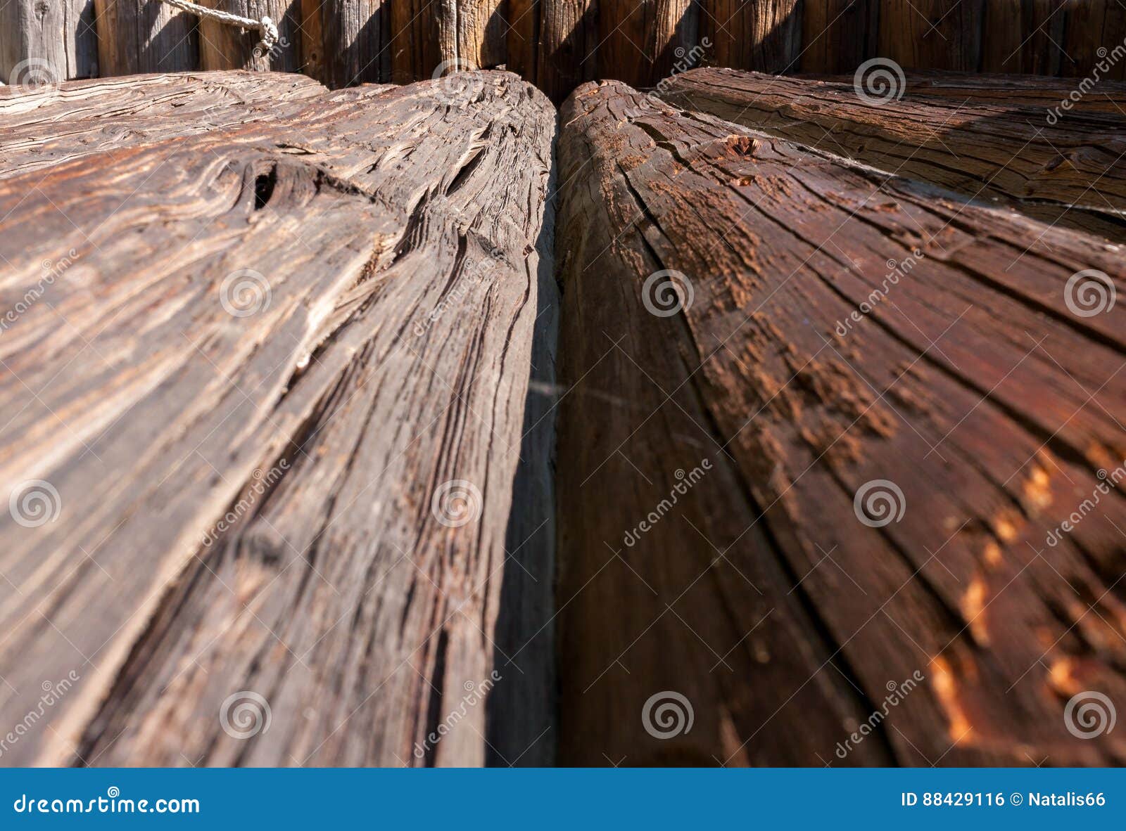 Perspective View of Old Cracked Logs. Stock Photo - Image of timber ...