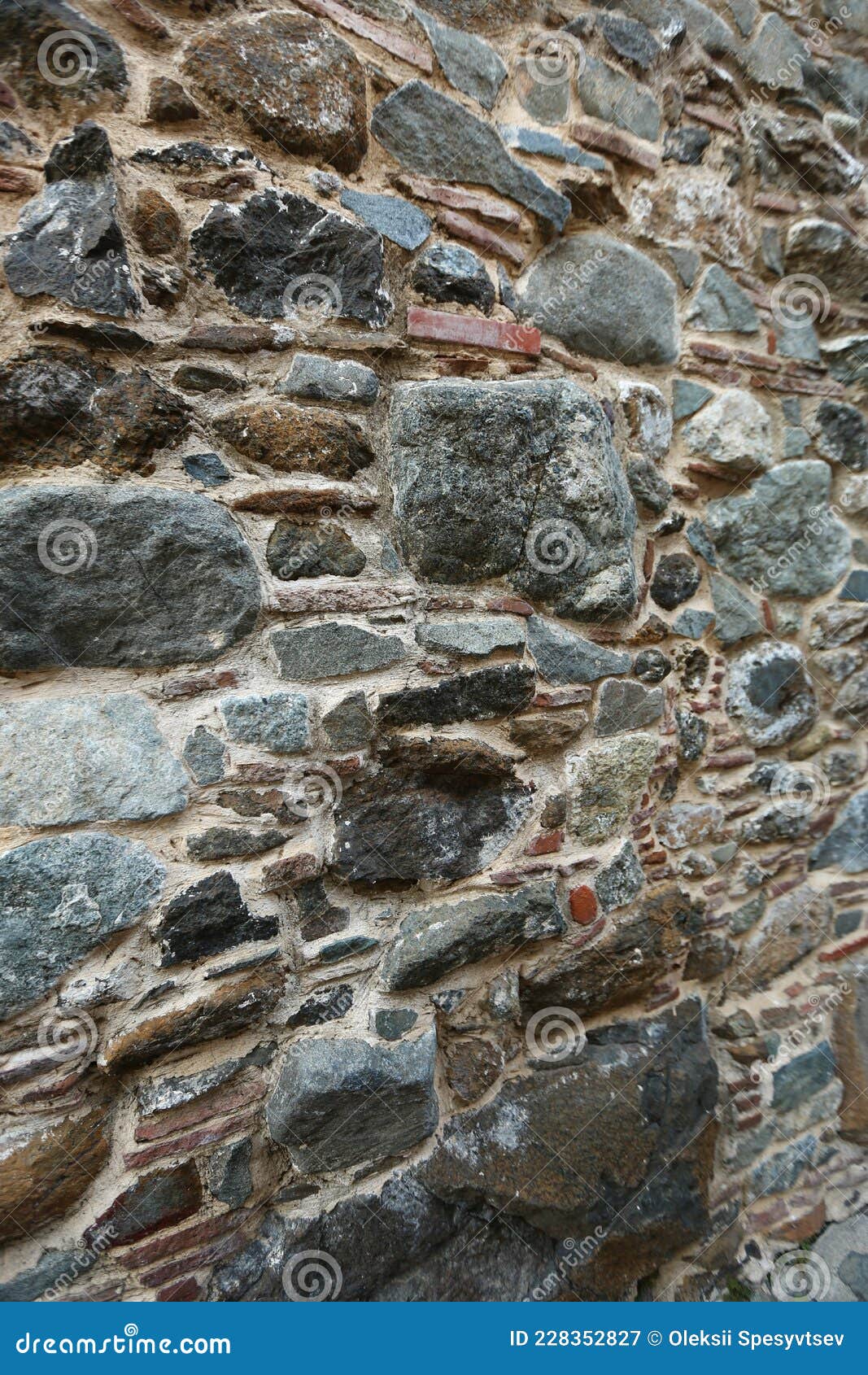Perspective View of Old Pebble Stone Wall Texture Stock Image - Image ...