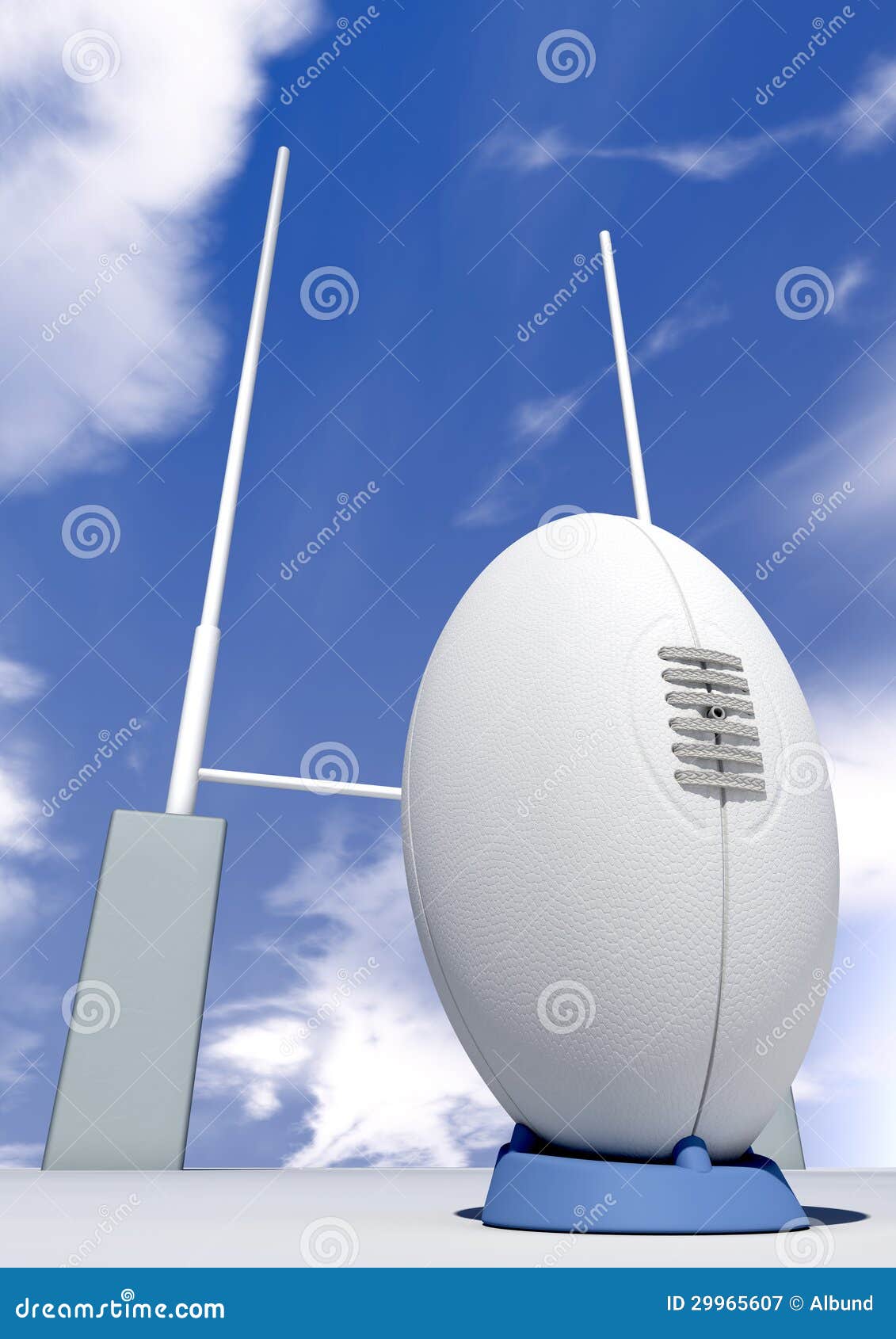 Rugby Ball Closeup Infront of Posts Stock Illustration - Illustration ...
