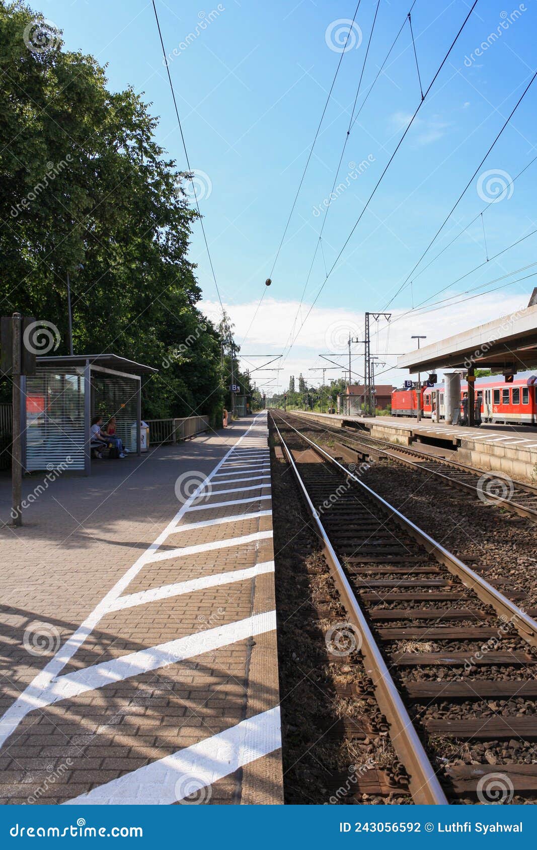 Perspective View of Platform and Train Track at Train Station of ...