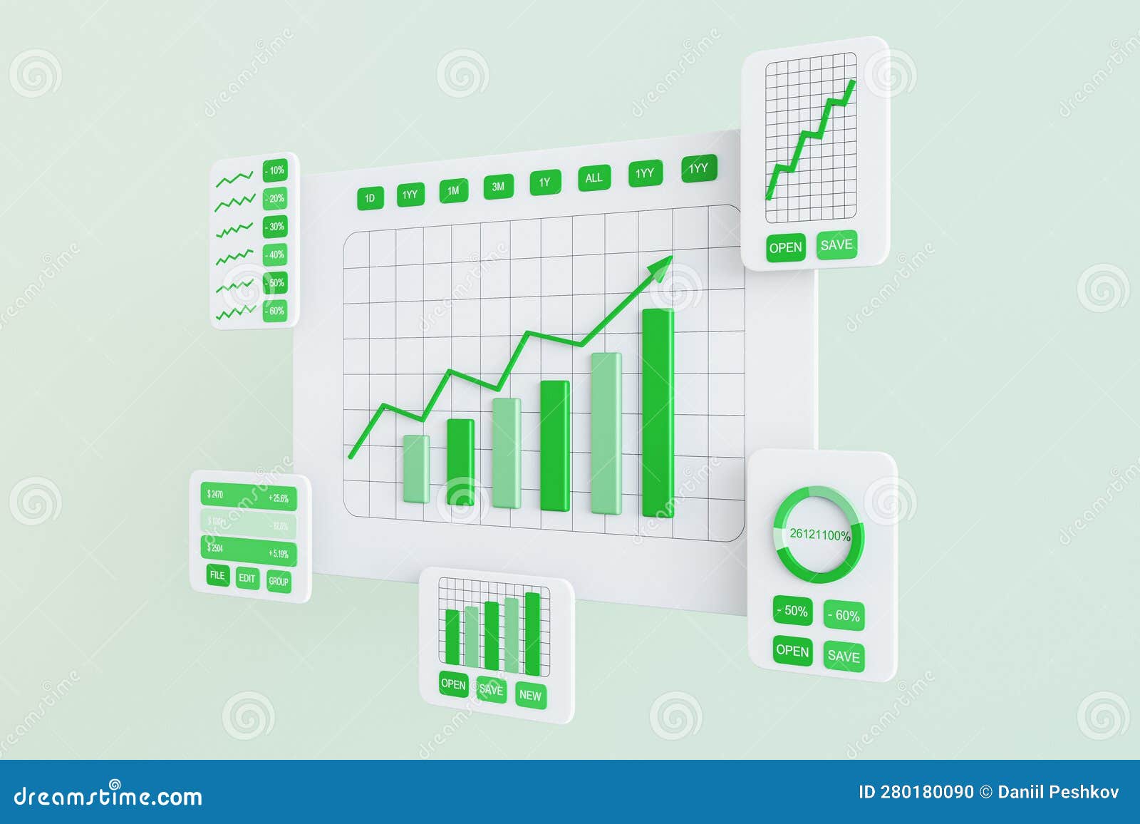 Perspective View on Project Statistics, Financial Data, Growing Sales ...