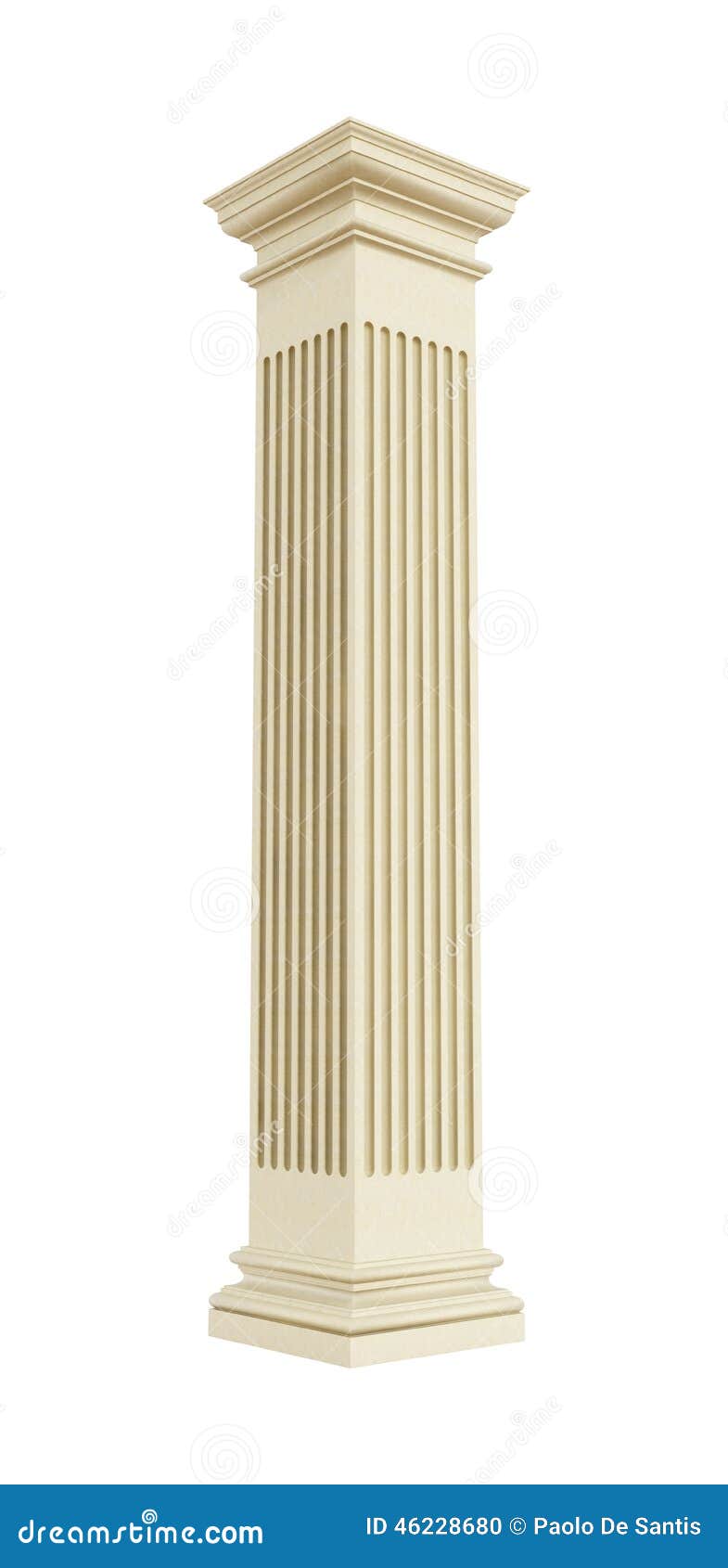 Perspective View of a Rectangular Stone Column Stock Illustration ...