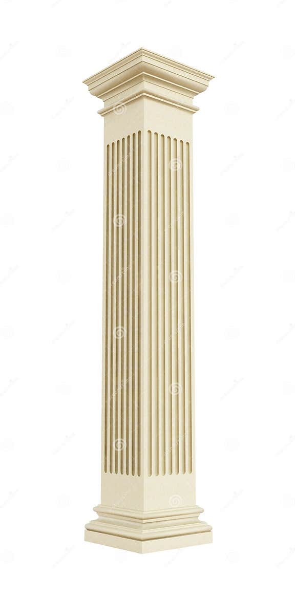 Perspective View of a Rectangular Stone Column Stock Illustration ...