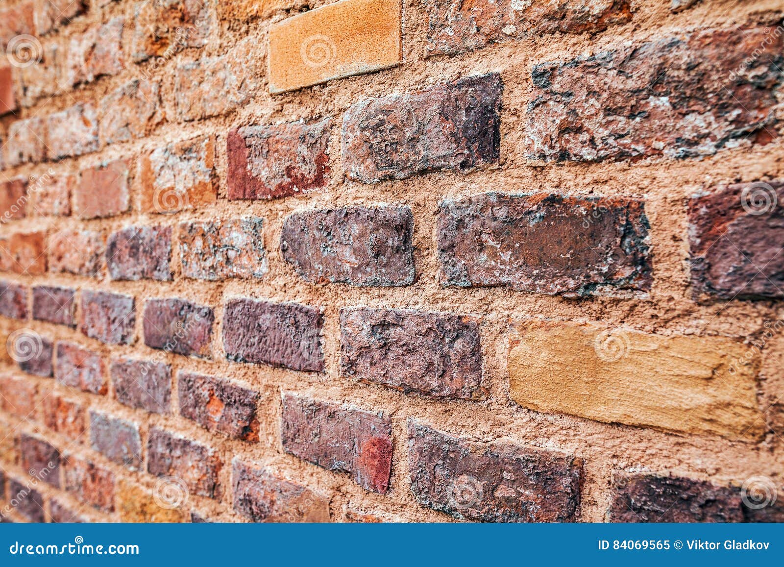 Perspective View of Red Grunge Brick Wall Stock Image - Image of orange ...