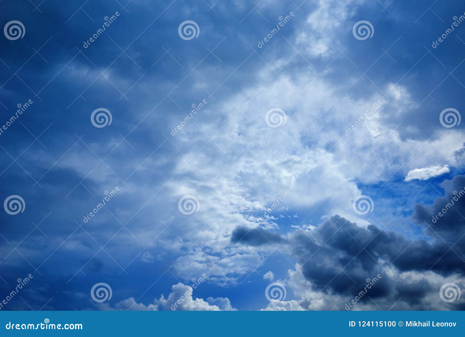 Perspective View of Romantic Navy Blue Sky with White Grey Clouds ...