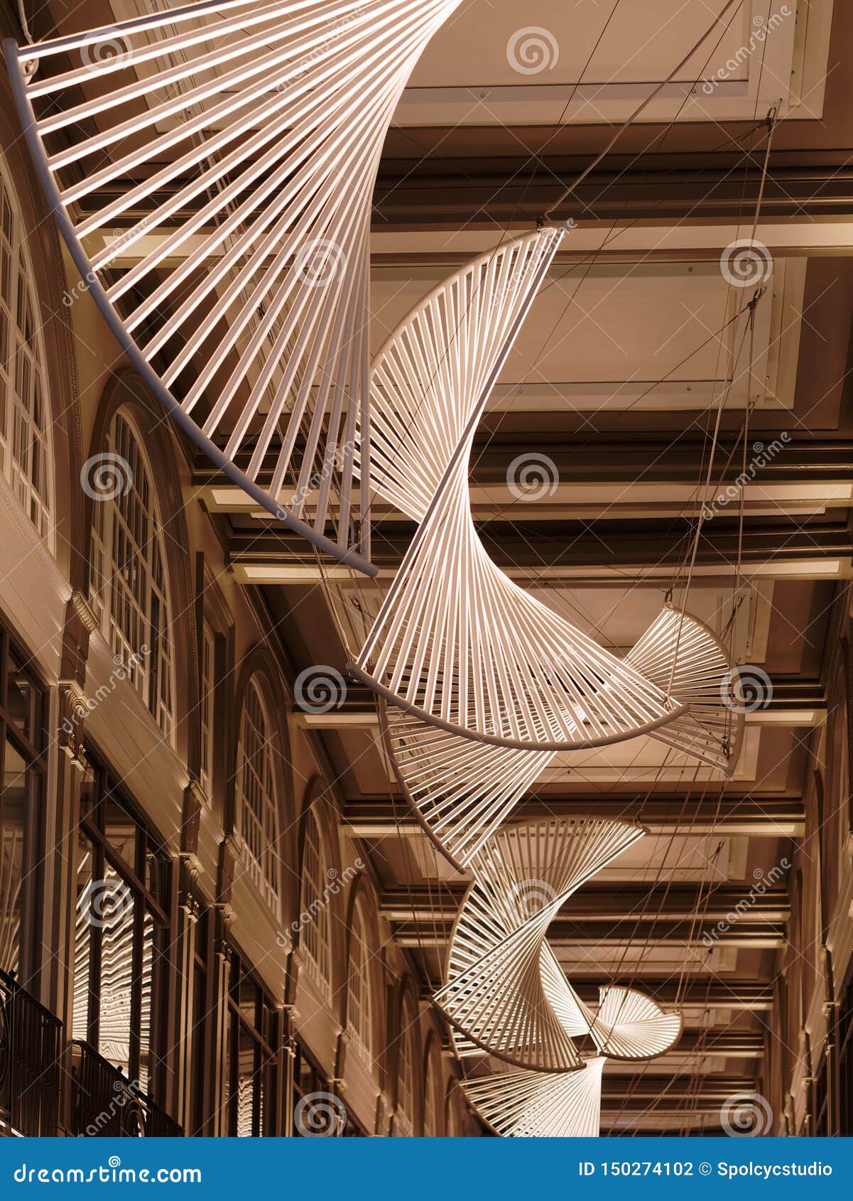 Perspective View of a Row of Beautiful Decoration Hanging from the ...