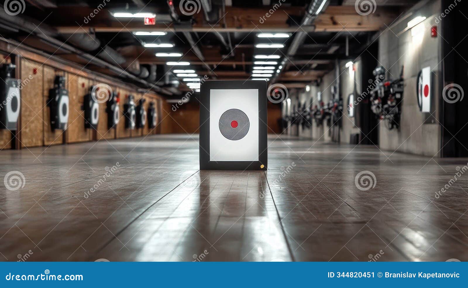 Perspective View of Shooting Range with Targets Lined Along the Walls Stock Image - Image of ...