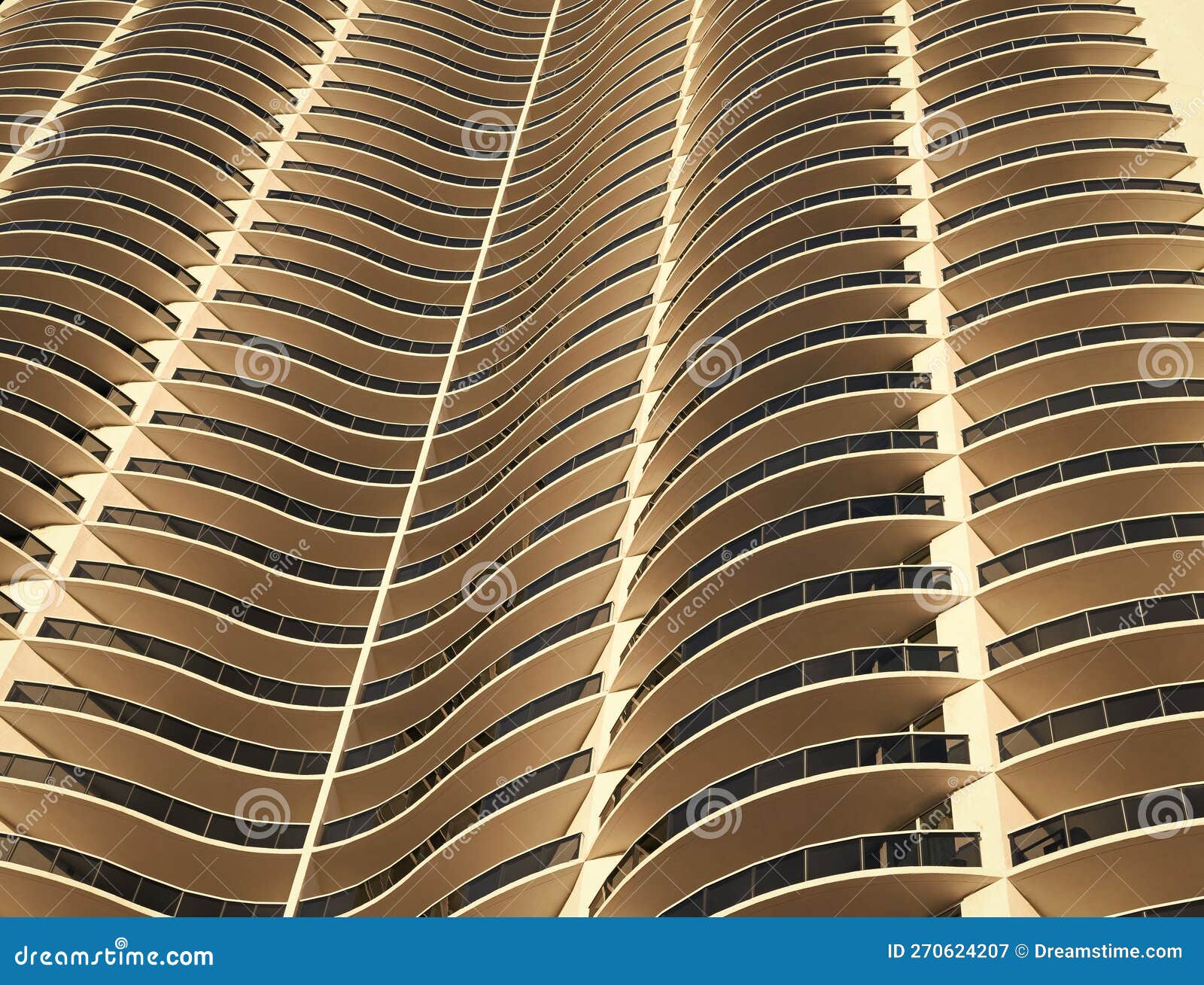 Perspective View on Skyscraper with Balconies in Modern City, City ...