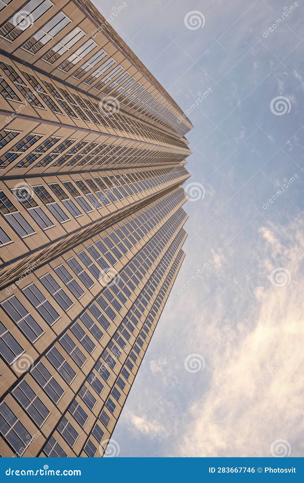 Perspective View on Skyscraper. High Skyscraper Perspective with Sky ...