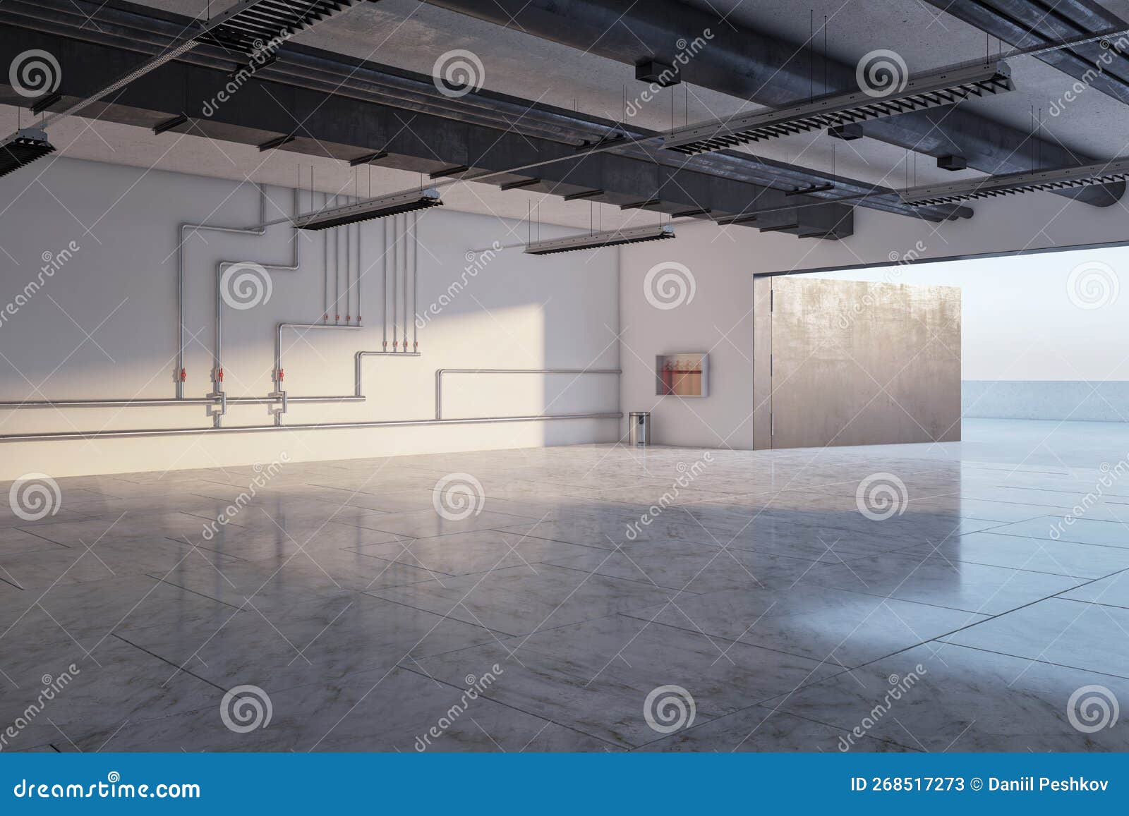 Perspective View on Spacious Empty Underground Hall for Car ...