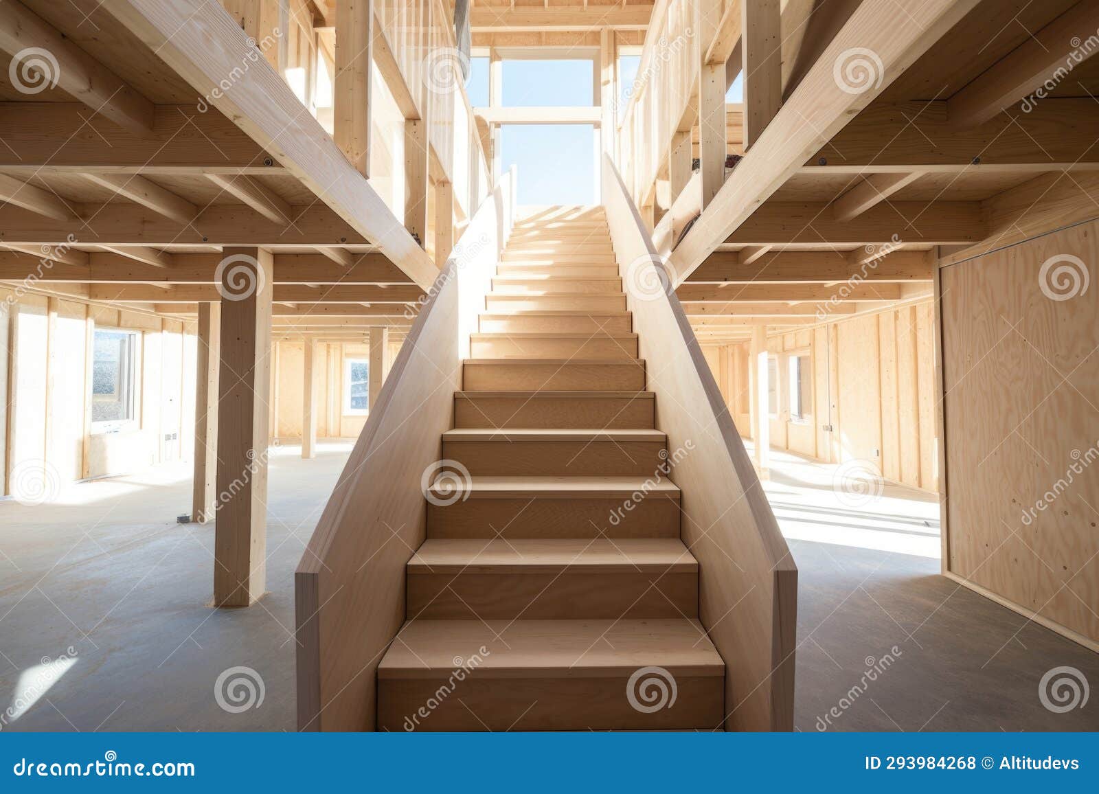 Perspective View of Stairs in a New Build Structure Stock Illustration ...