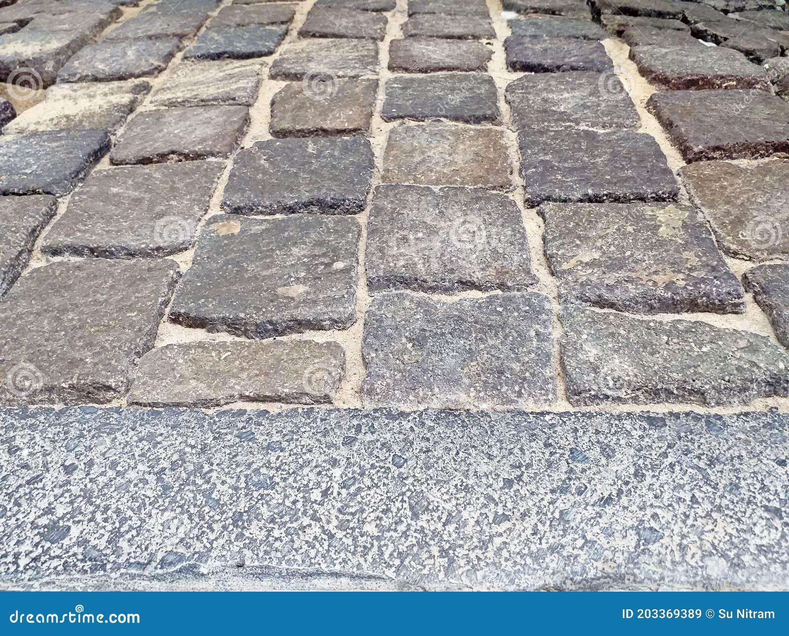 Perspective View of Stone Pavement Texture. Cobbled Granite Pavement ...