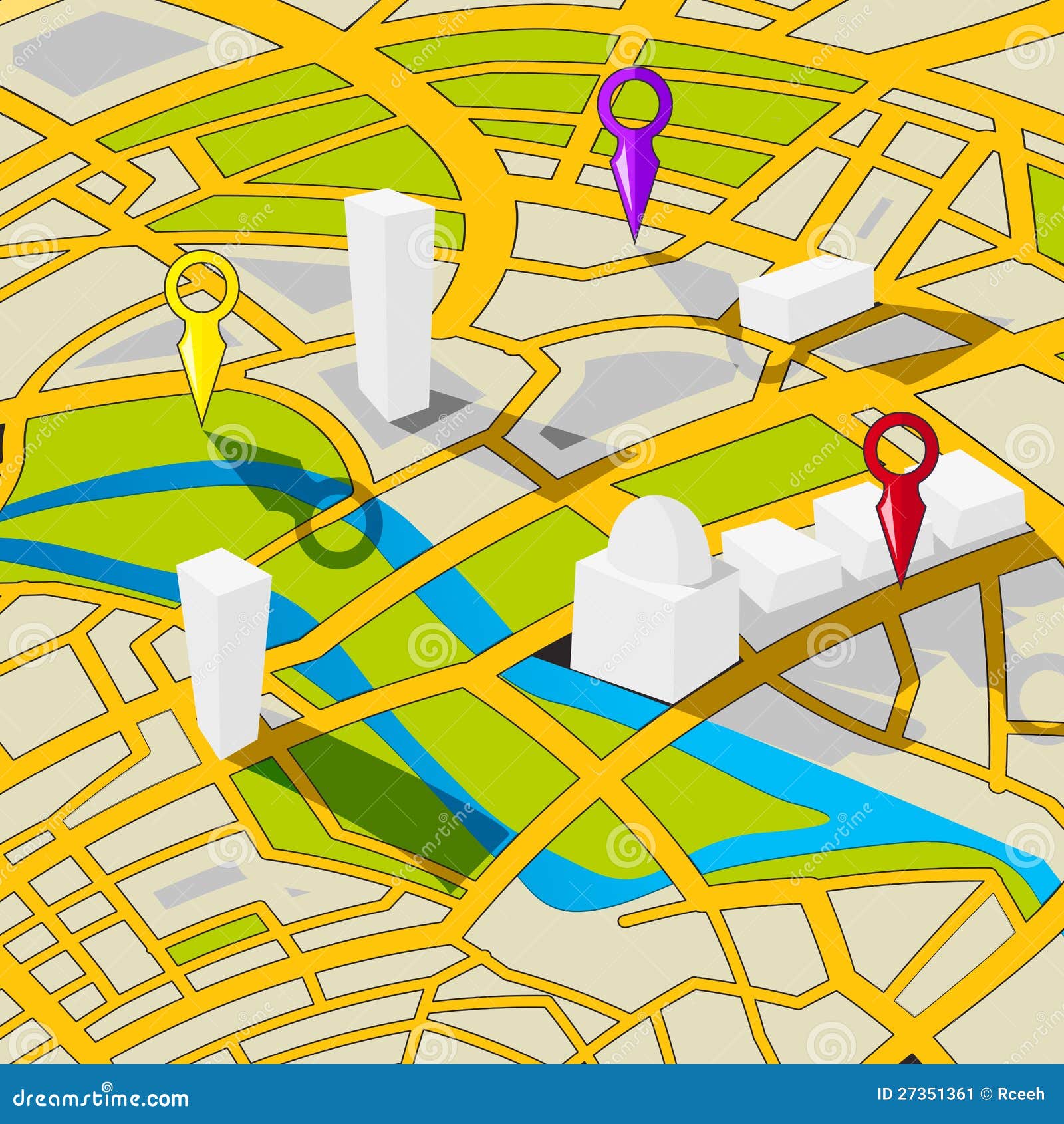 Perspective View Street Map Stock Vector - Illustration of cartography ...