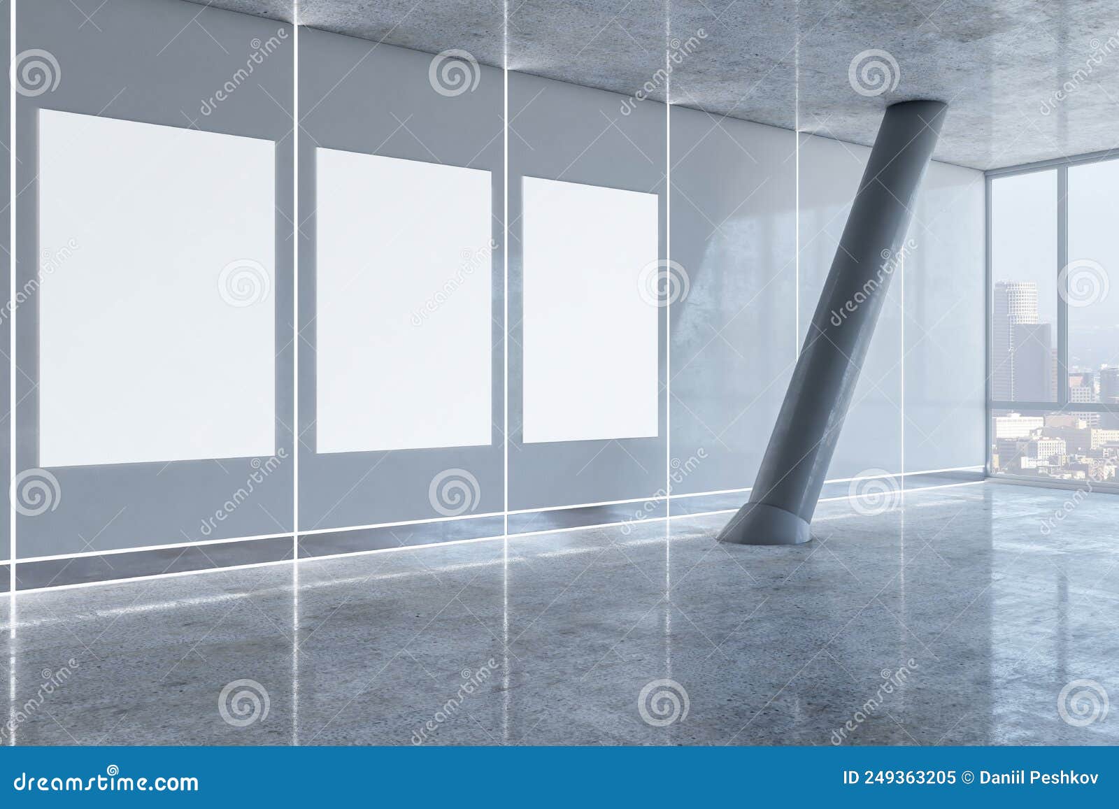 Perspective View on Three Blank White Posters with Place for Your Logo ...