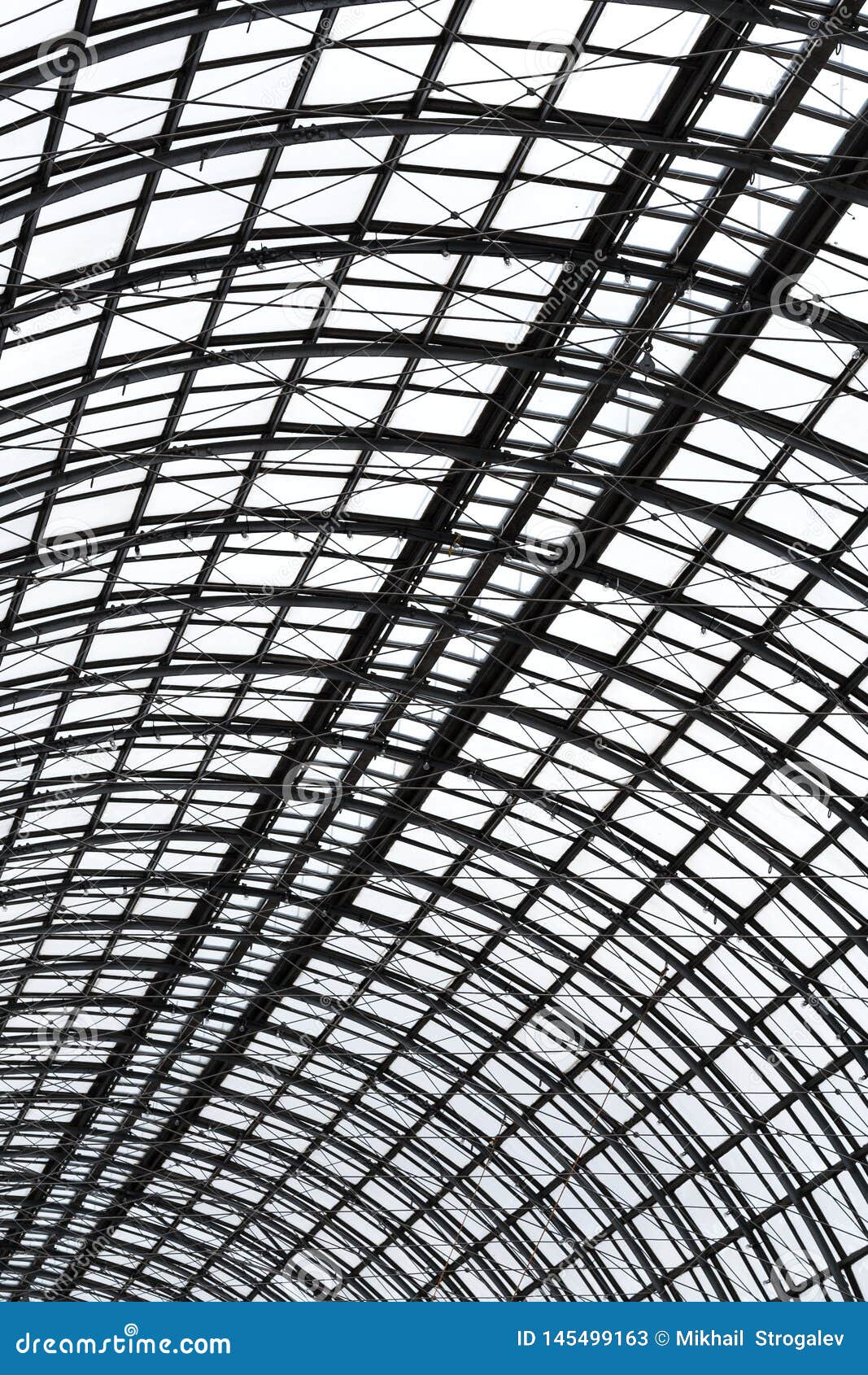 A Semispherical Ceiling of Glass and Metal in Modern Building As ...