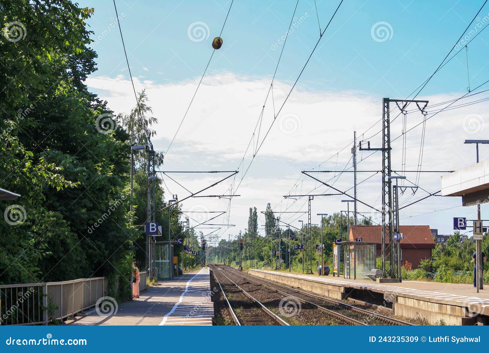 Perspective View of Train Tracks and Platform at Train Station of ...