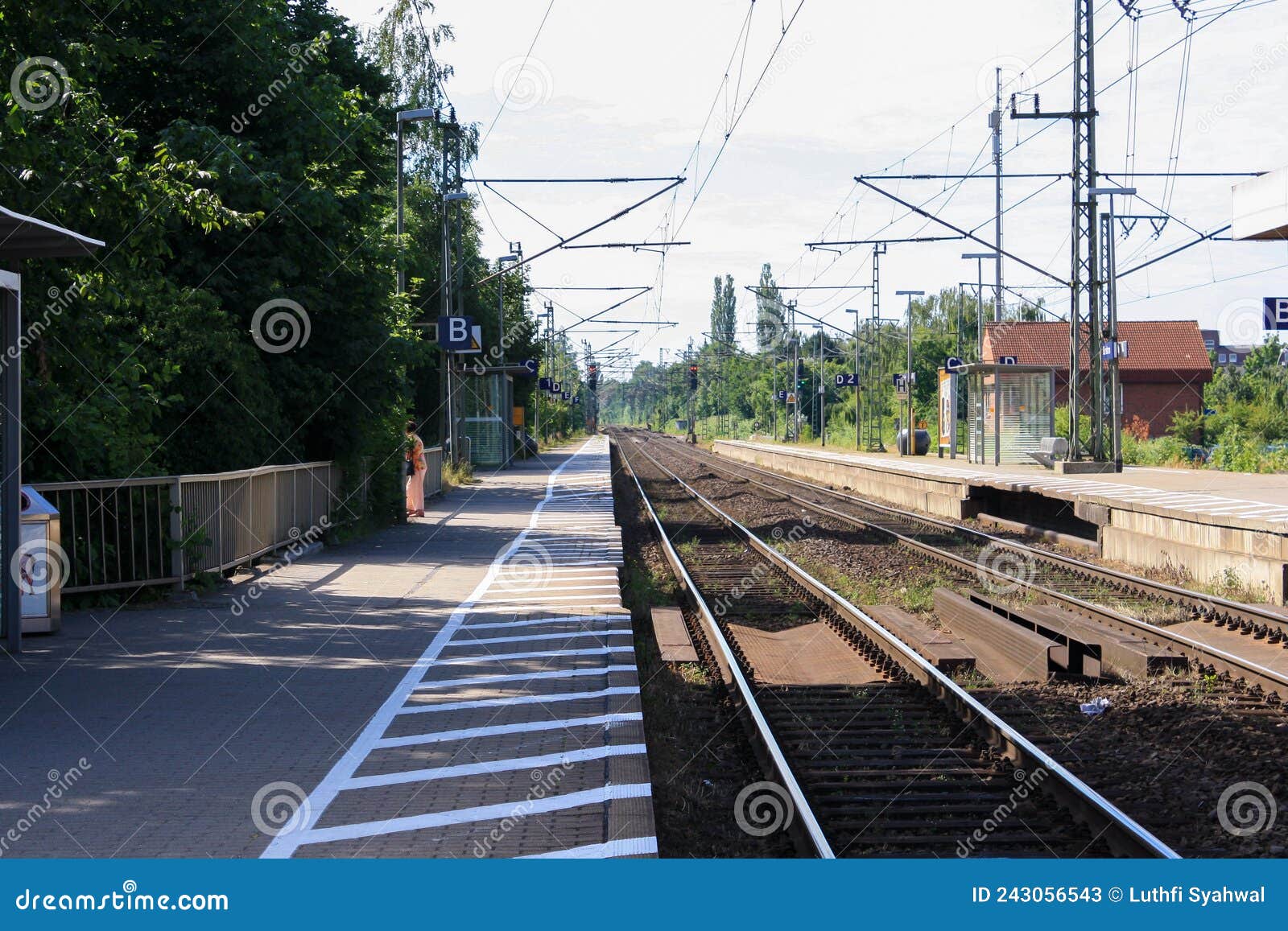 Perspective View of Train Tracks and Platform at Train Station of ...