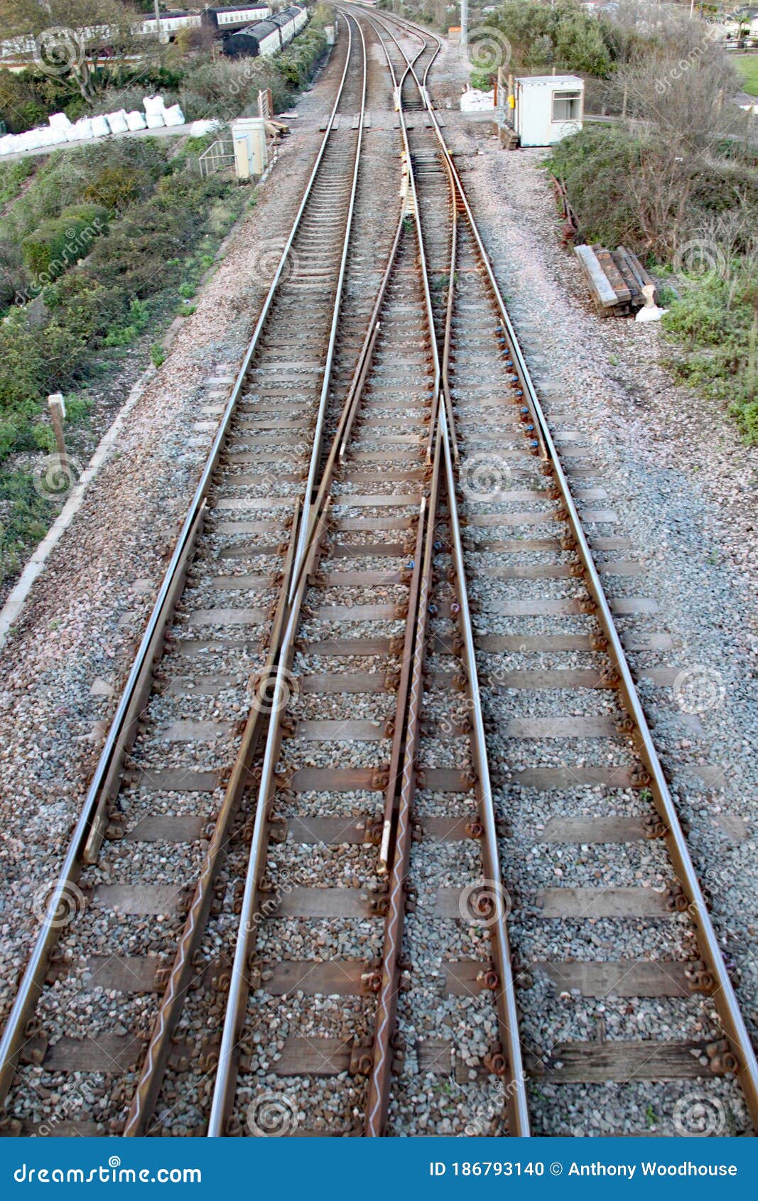 Perspective View of Two Railway Tracks and Points To Interchange ...