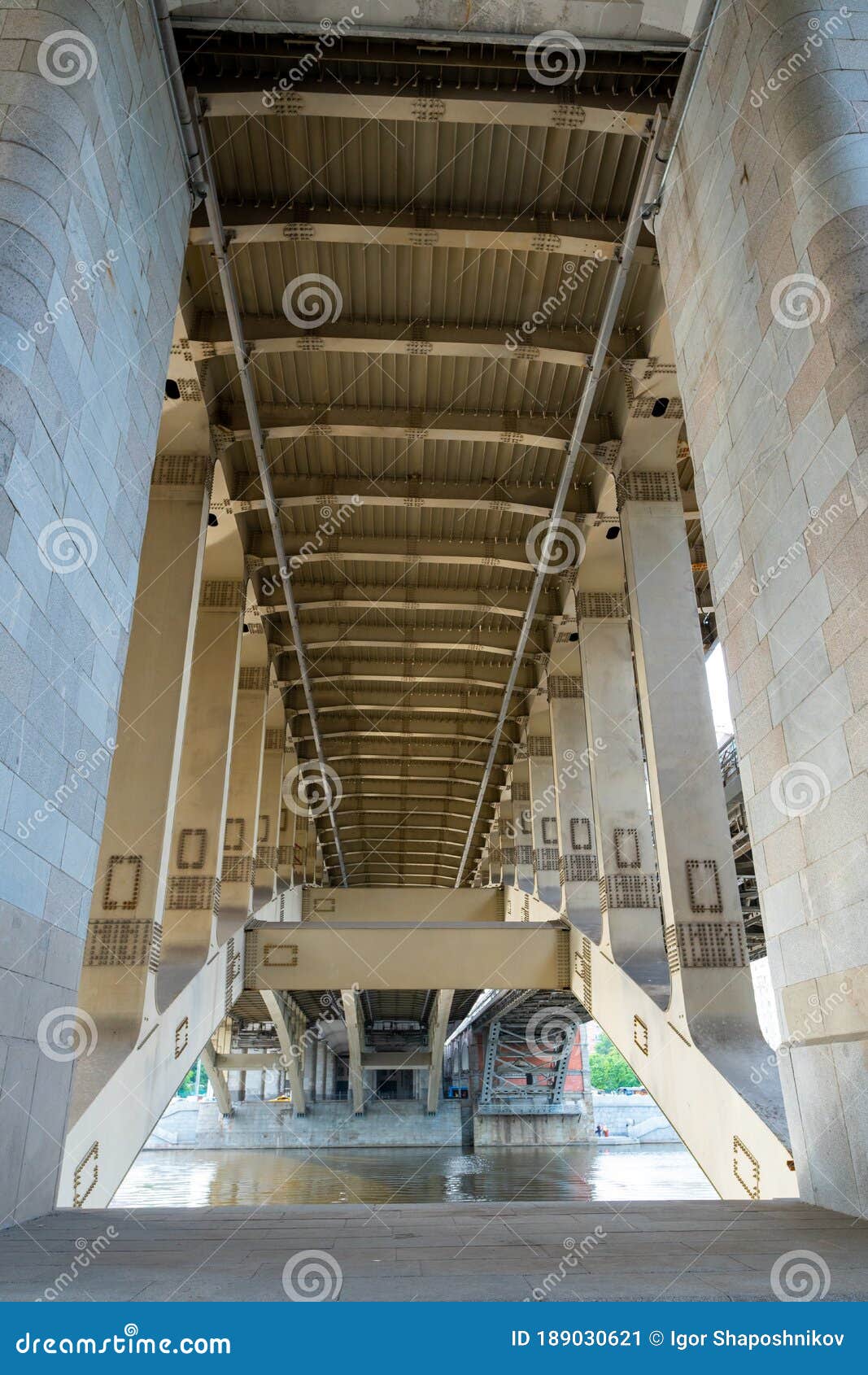 Perspective View Underneath of the Bridge. Concrete and Metal Structure ...