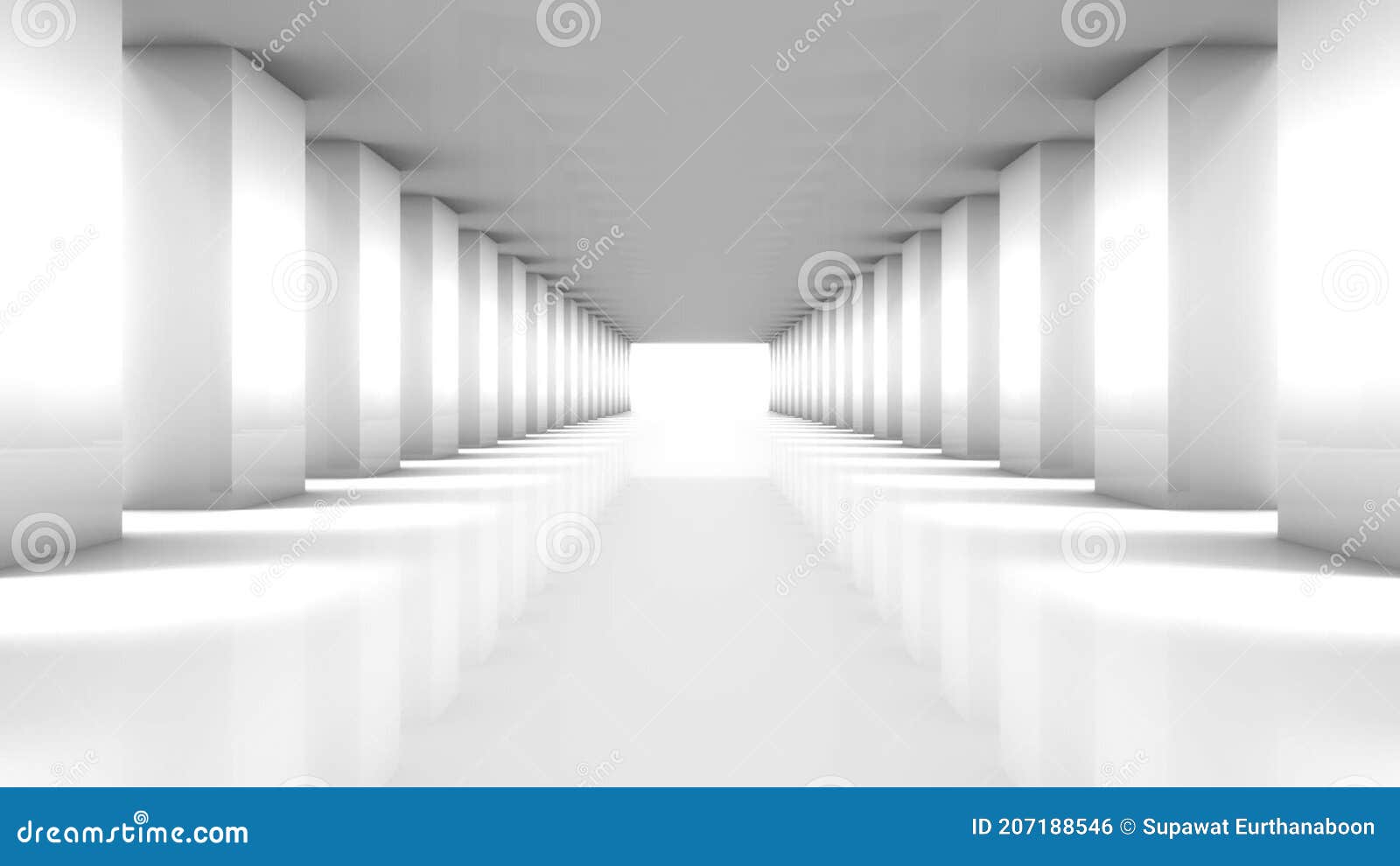 Perspective View of White Empty Room or Hall Camera Zoom in. 3D ...