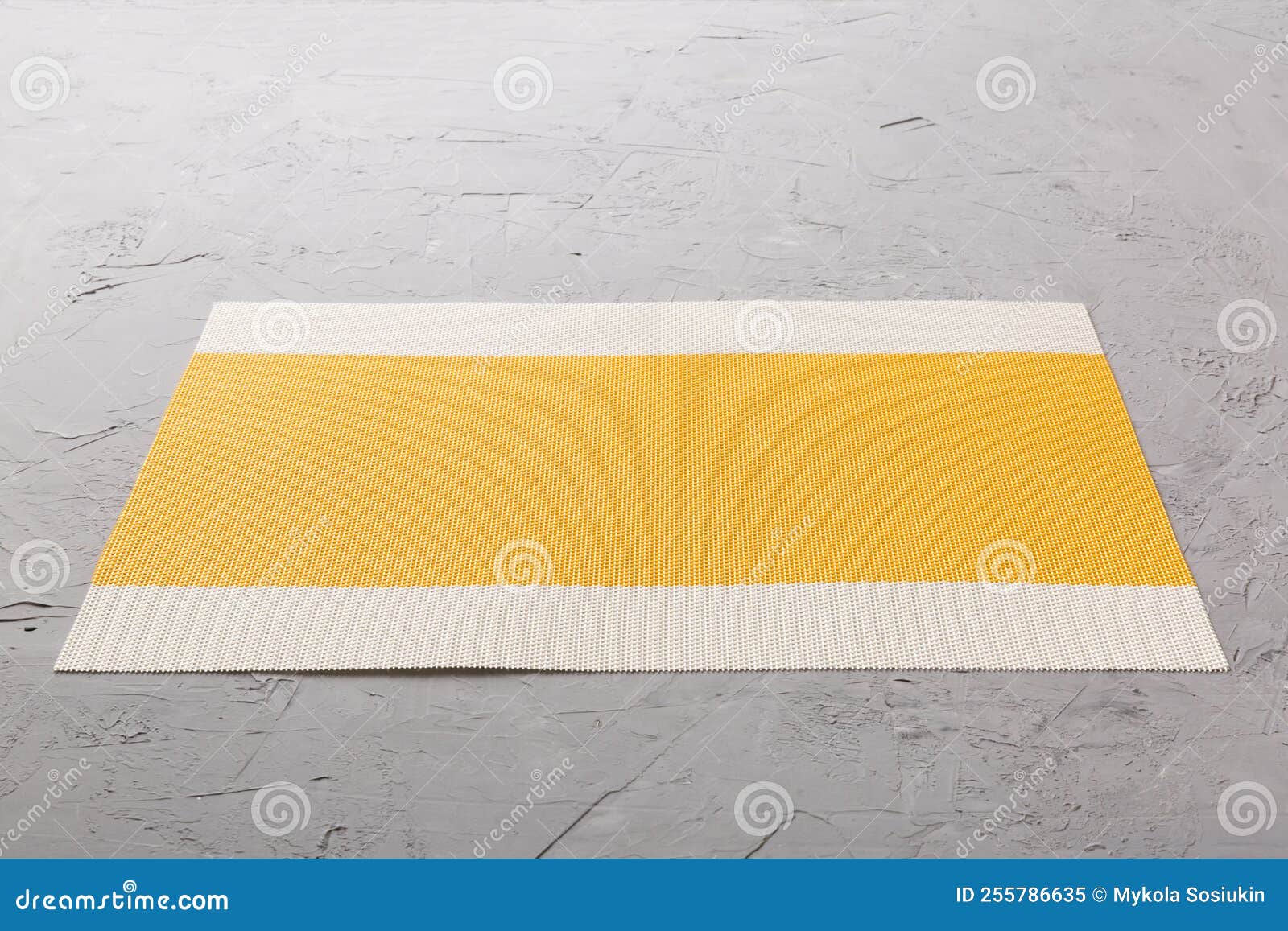 Perspective View of Yellow Tablecloth for Food on Cement Background ...