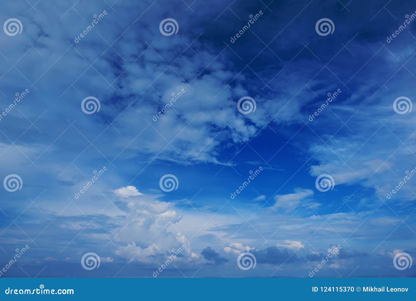 Perspective Wide View of Romantic Navy Blue Sky with White Grey Clouds ...