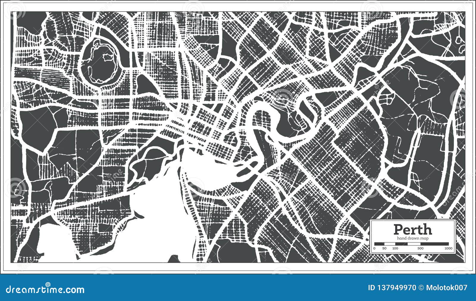 Perth Australia City Map in Retro Style. Outline Map Stock Vector ...