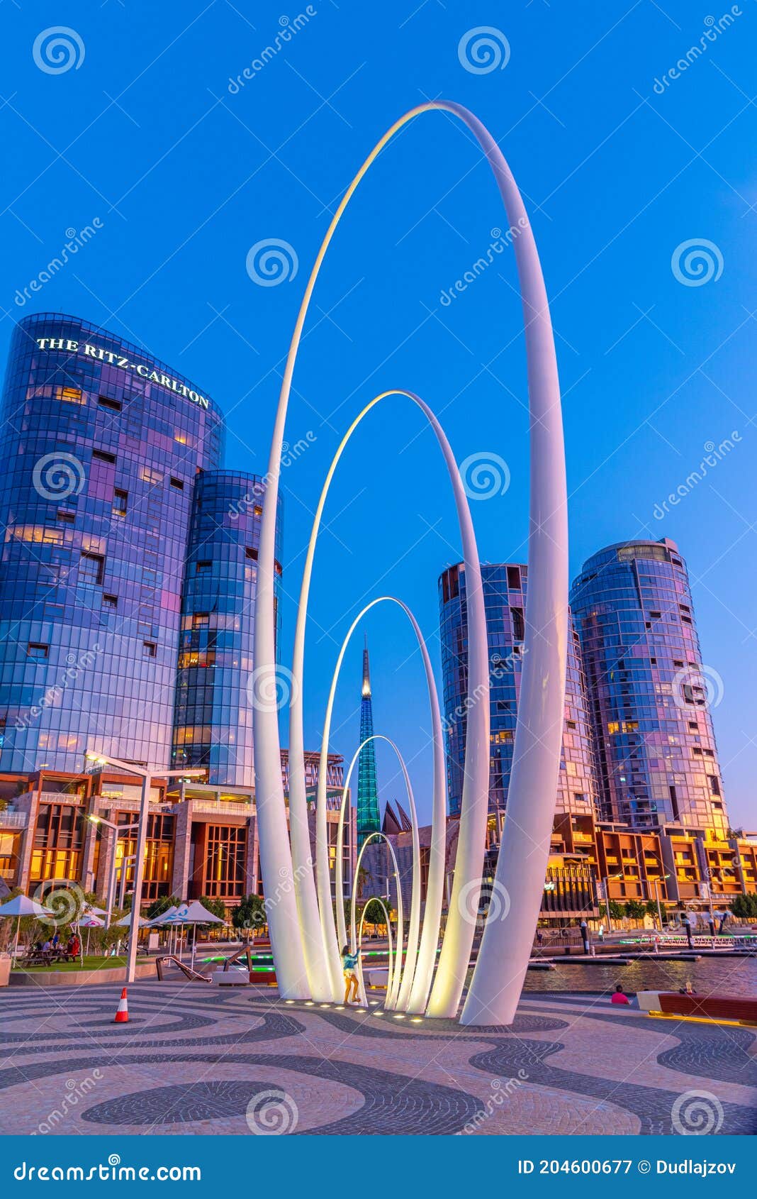 PERTH, AUSTRALIA, JANUARY 19, 2020: Night View of Spanda Sculpture in ...
