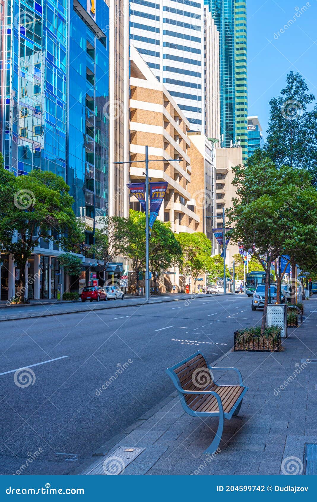 PERTH, AUSTRALIA, JANUARY 18, 2020: View of a Street in Central Perth ...