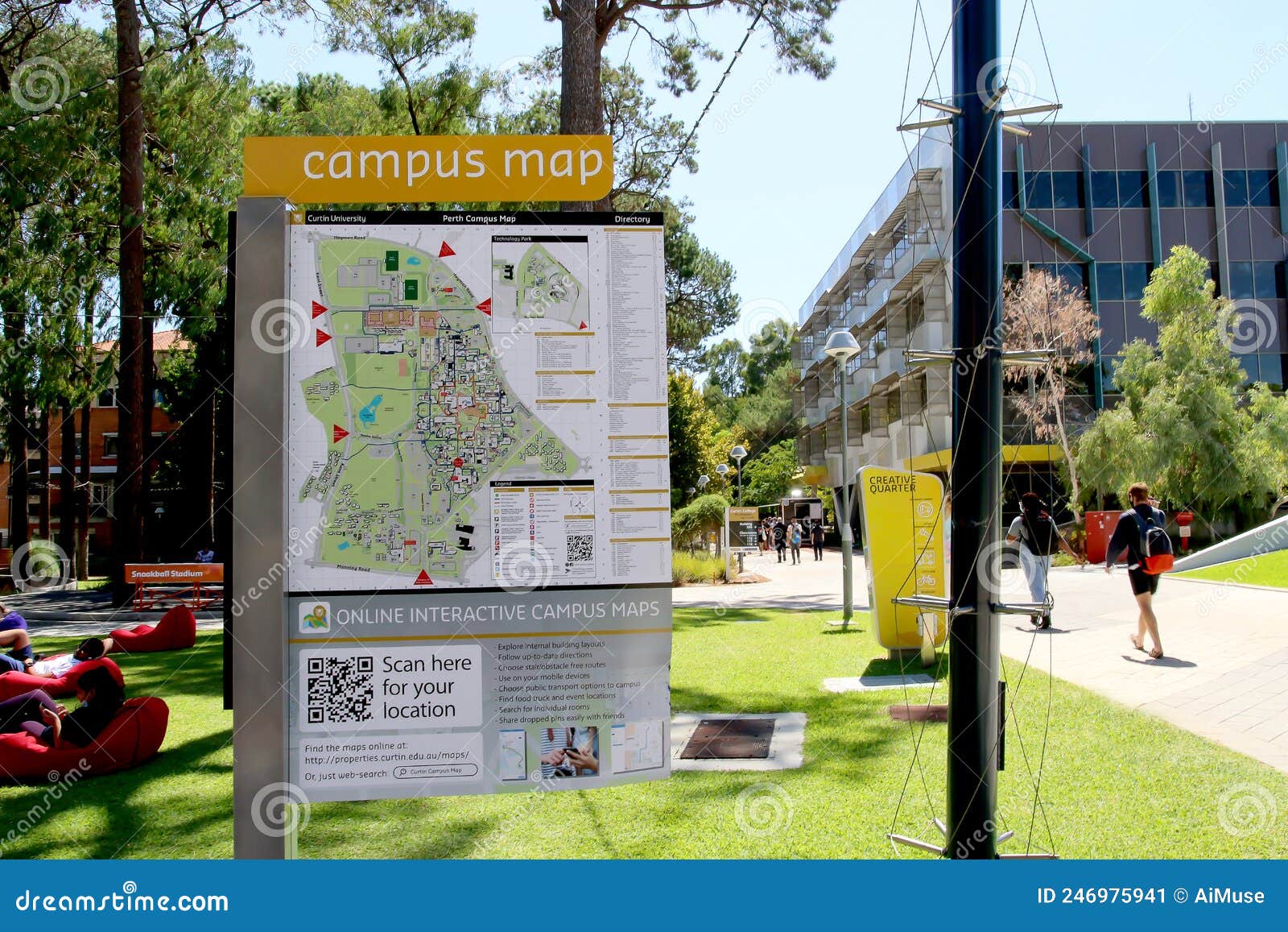 Students on Campus at Curtin University with the Campus Map, Western ...