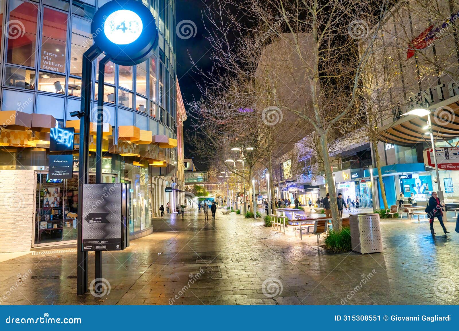 Perth, Australia - September 1, 2023: Downtown Perth Streets at Night ...