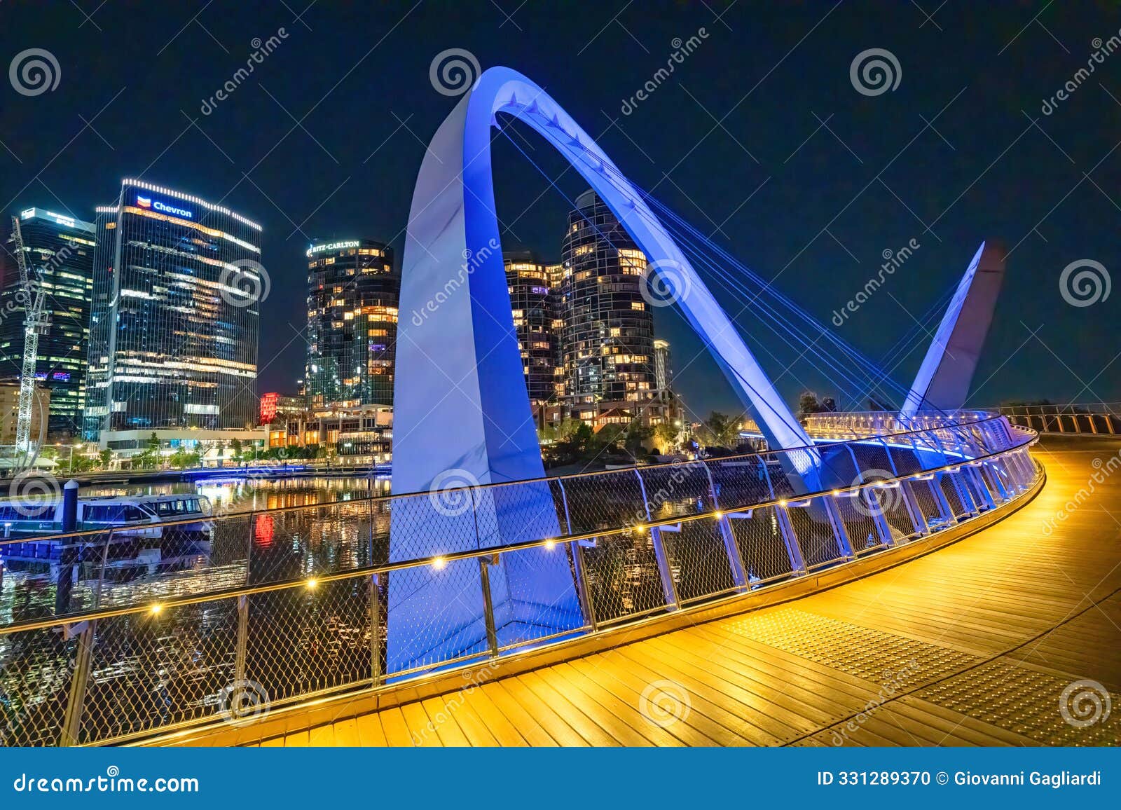 Perth, Australia - September 11, 2023: Elizabeth Quay Bridge at Night ...
