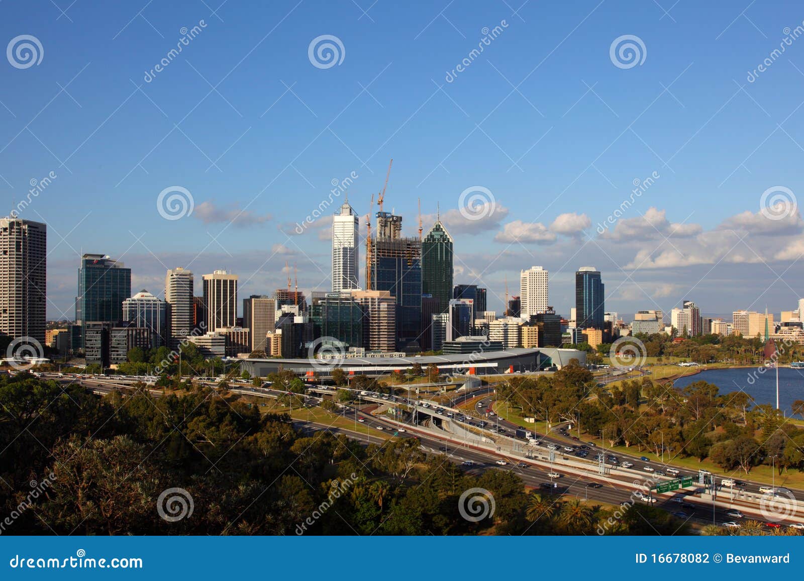 Perth City Skyline As View From Intercity Motorway Editorial Photo ...