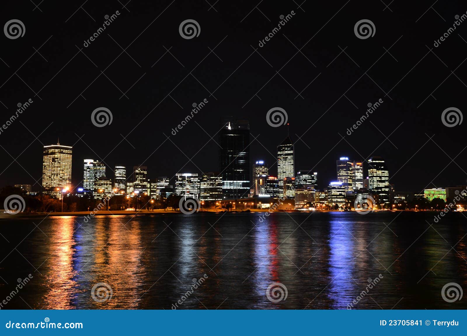 Perth City stock image. Image of side, night, view, river - 23705841