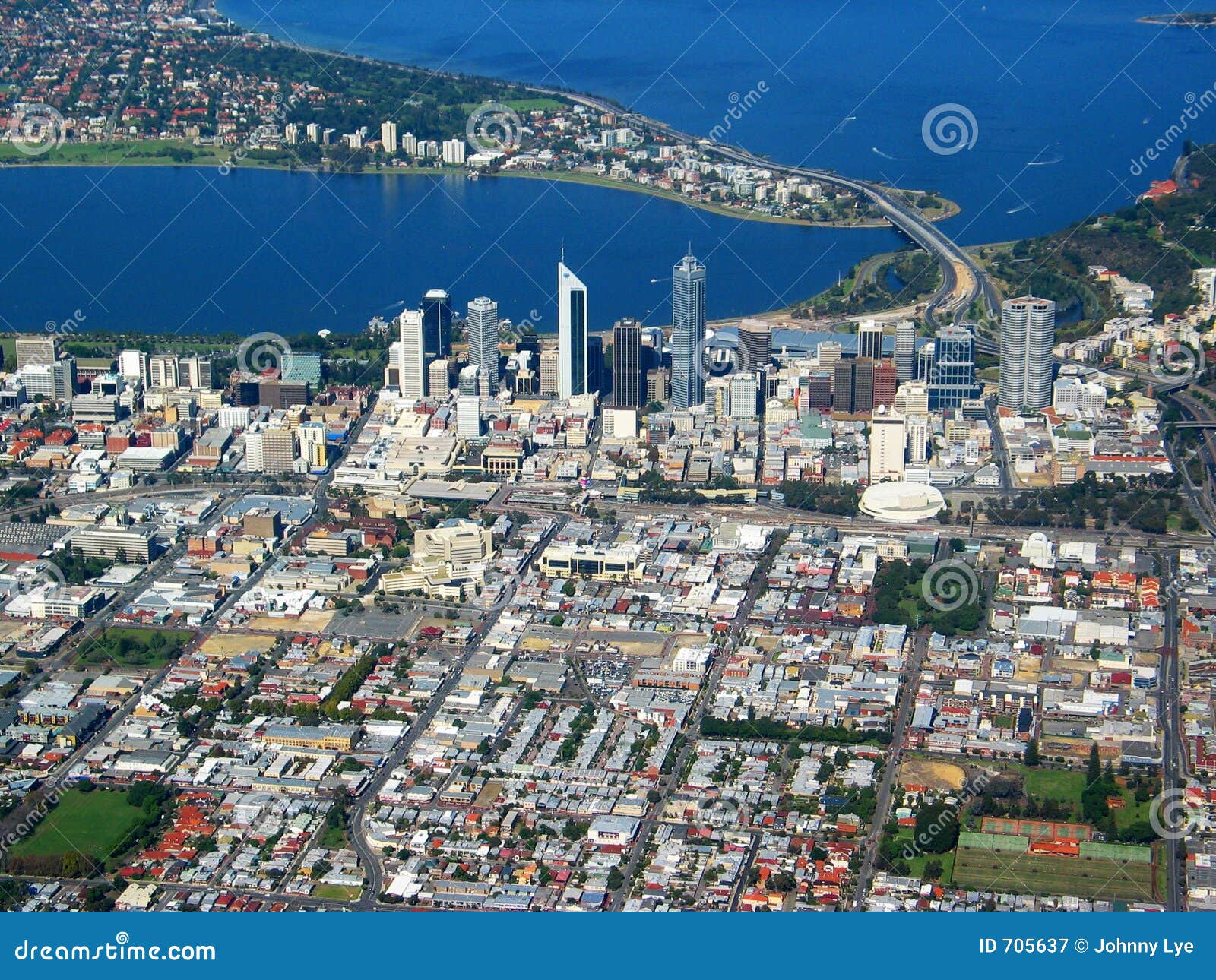 Perth City Skyline And Cityline Framed By Native Bush Royalty-Free ...