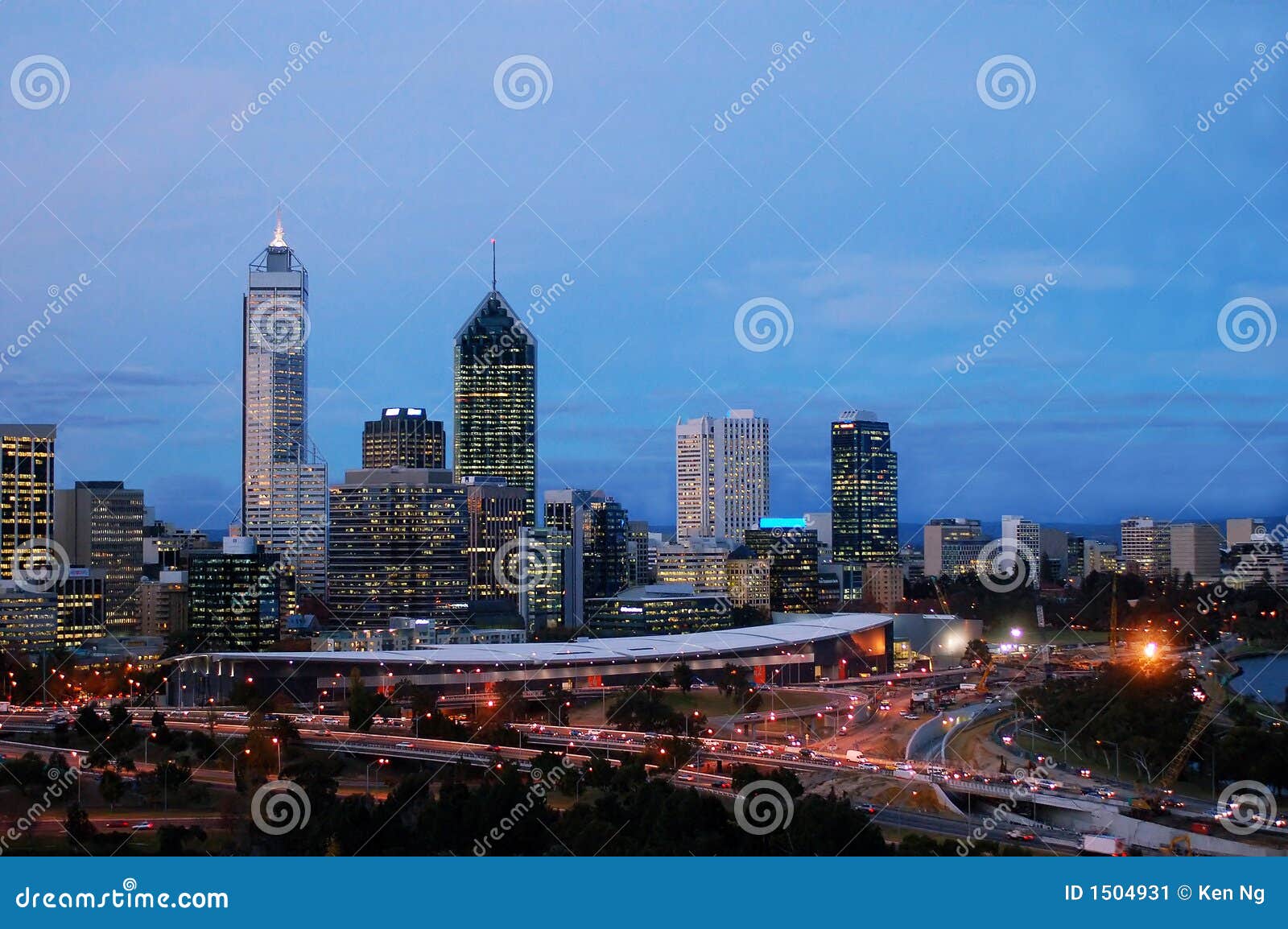 Perth Cityscape at Dusk-peak Hour Traffic Stock Image - Image of ...