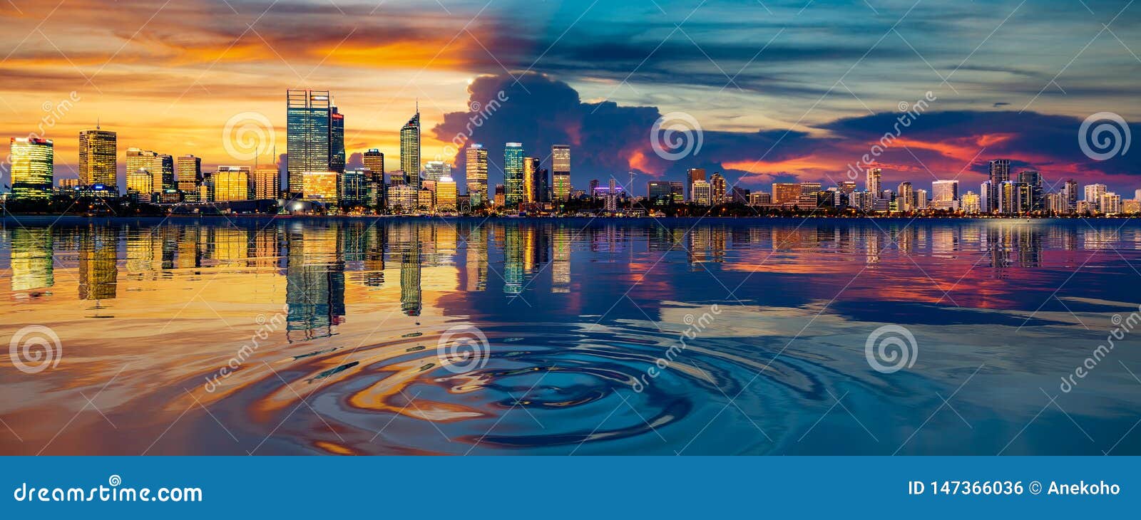 Perth Cityscape and Reflection in the River Stock Photo - Image of ...