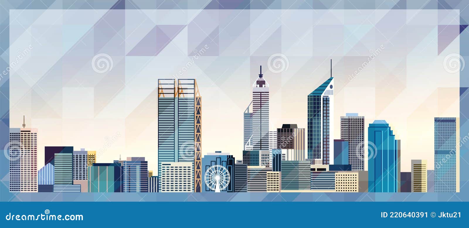 Perth Skyline Vector Colorful Poster on Beautiful Triangular Texture ...