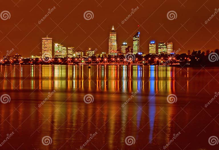 Perth Foreshore with Cityline in Distance Stock Image - Image of swan ...