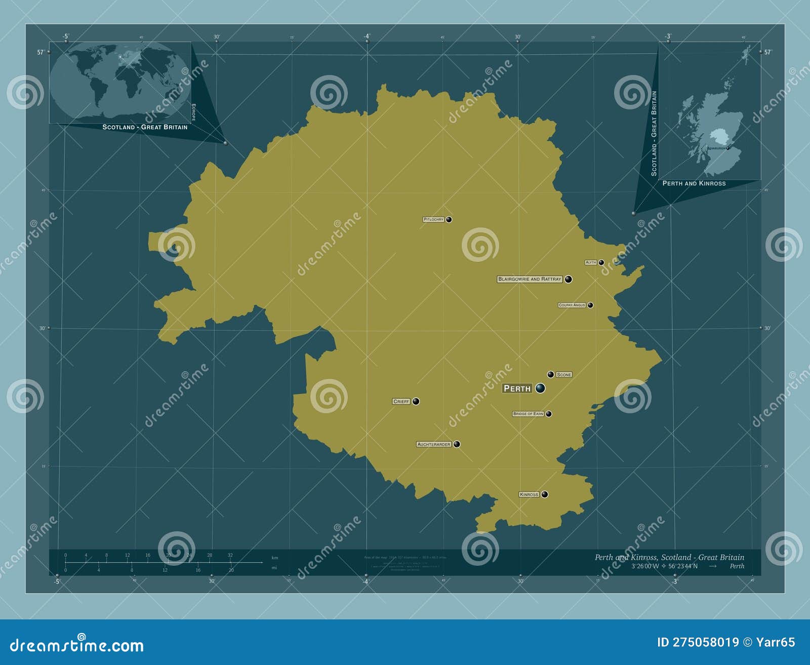Perth and Kinross, Scotland - Great Britain. Solid. Labelled Poi Stock ...