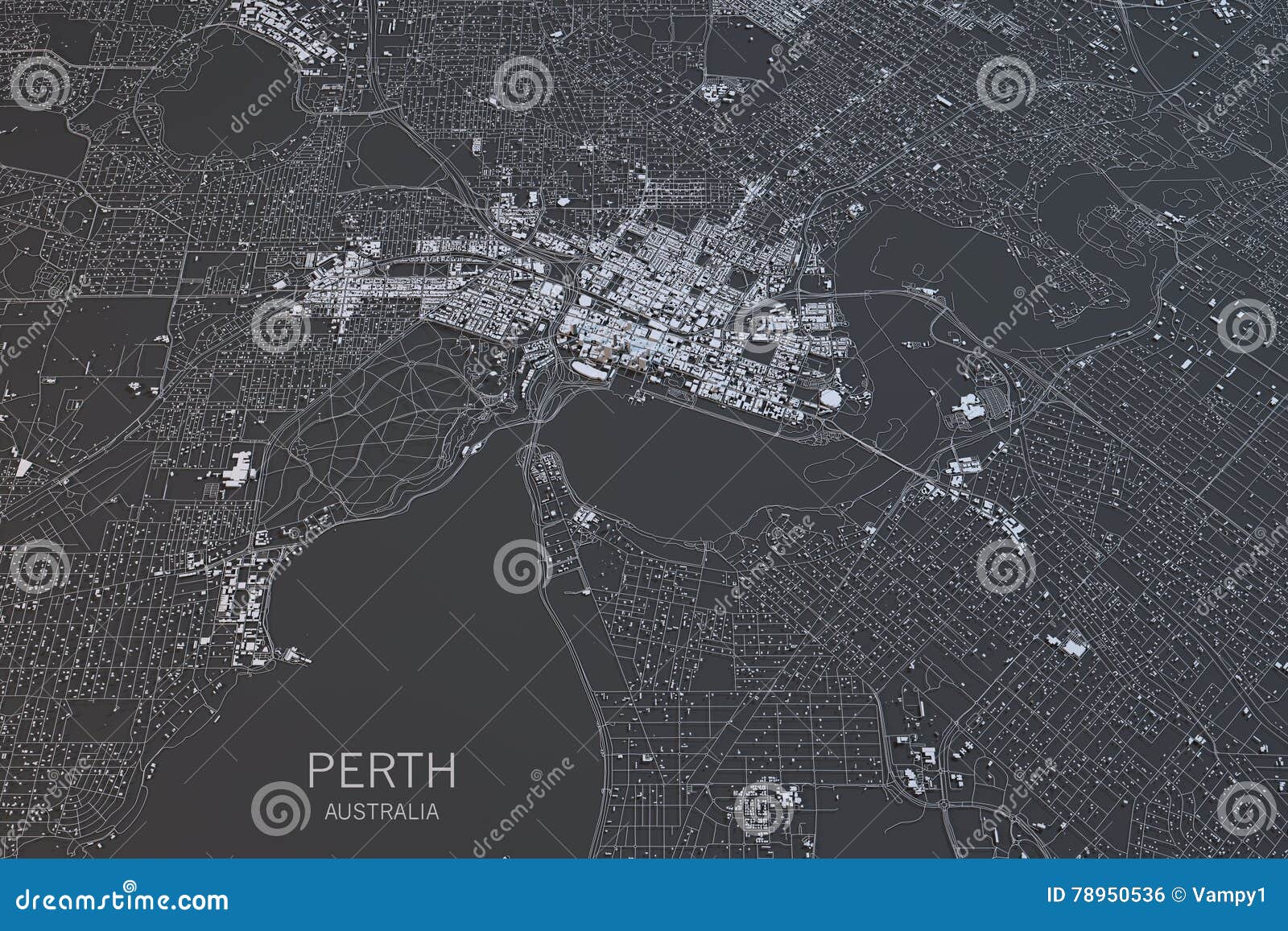 Perth Map, Satellite View, City, Australia Royalty-Free Stock Image ...