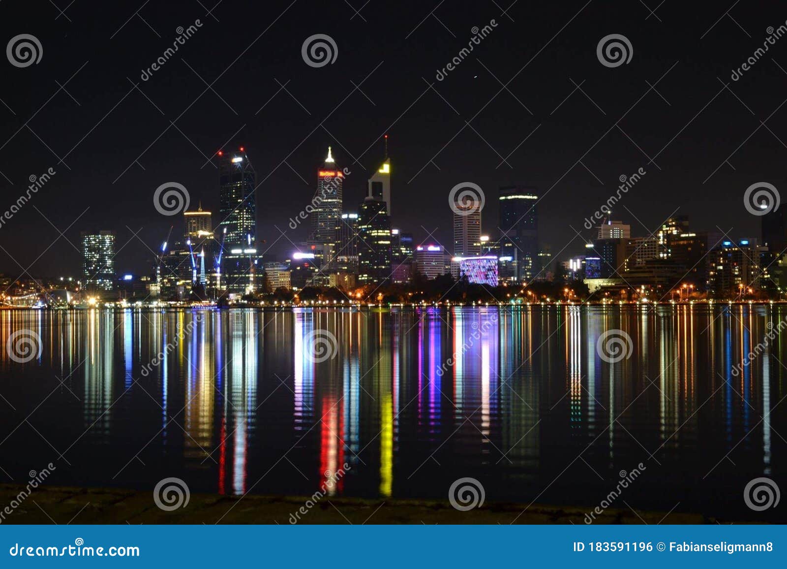 Perth at night stock photo. Image of cityscape, light - 183591196