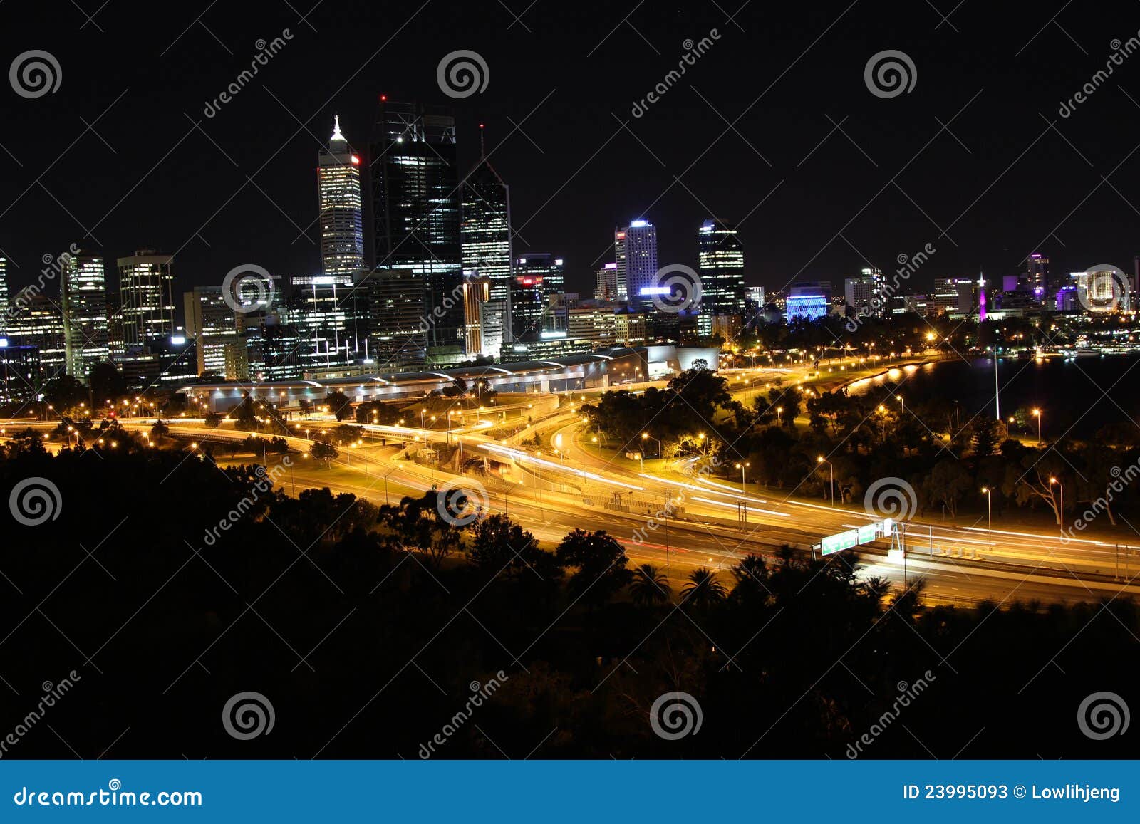 Perth at night stock image. Image of landmark, properties - 23995093